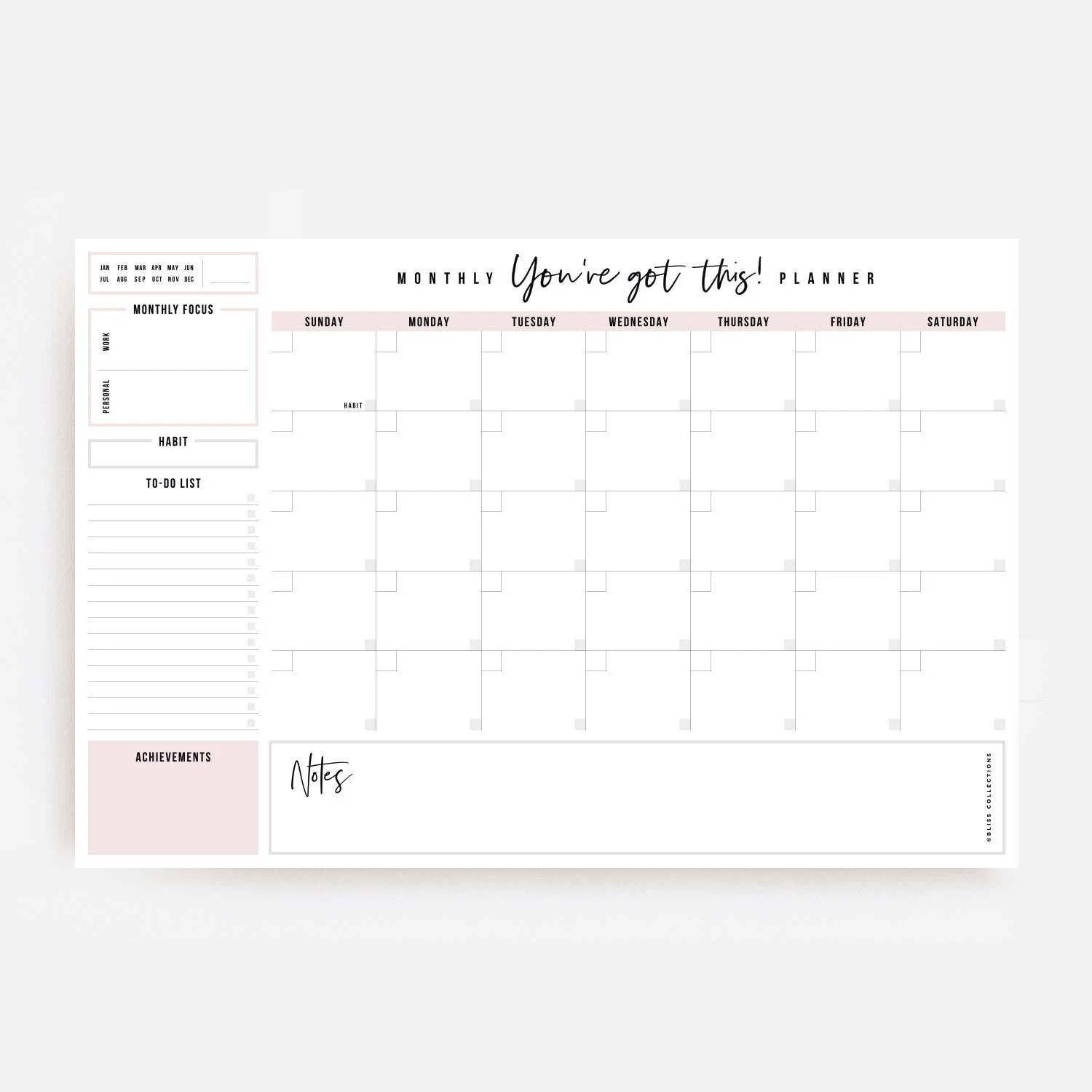 Bliss Collections Monthly Planning Pad, Desk Calendar - You'Ve Got This ...