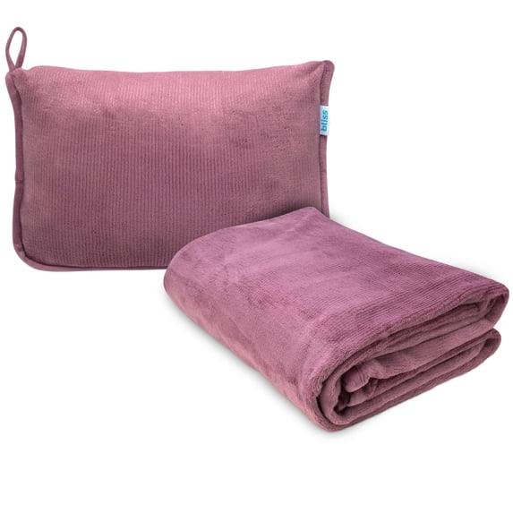 Bliss Faille Travel Pillow Blanket Lightweight Compact Soft Travel ...