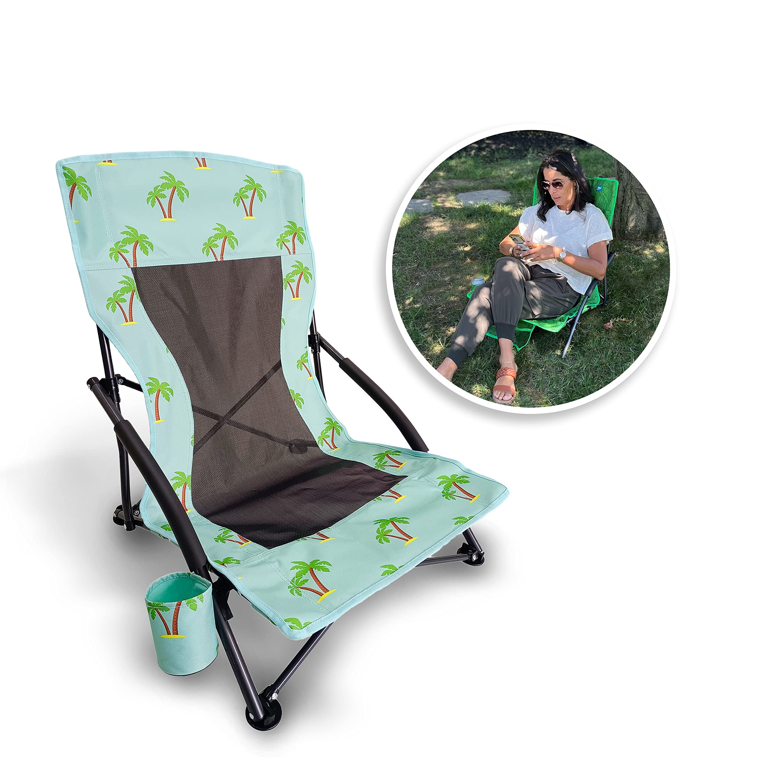 Bliss Hammocks Collapsible Beach Chair W/ Cup Holder & Storage Bag, 275 ...