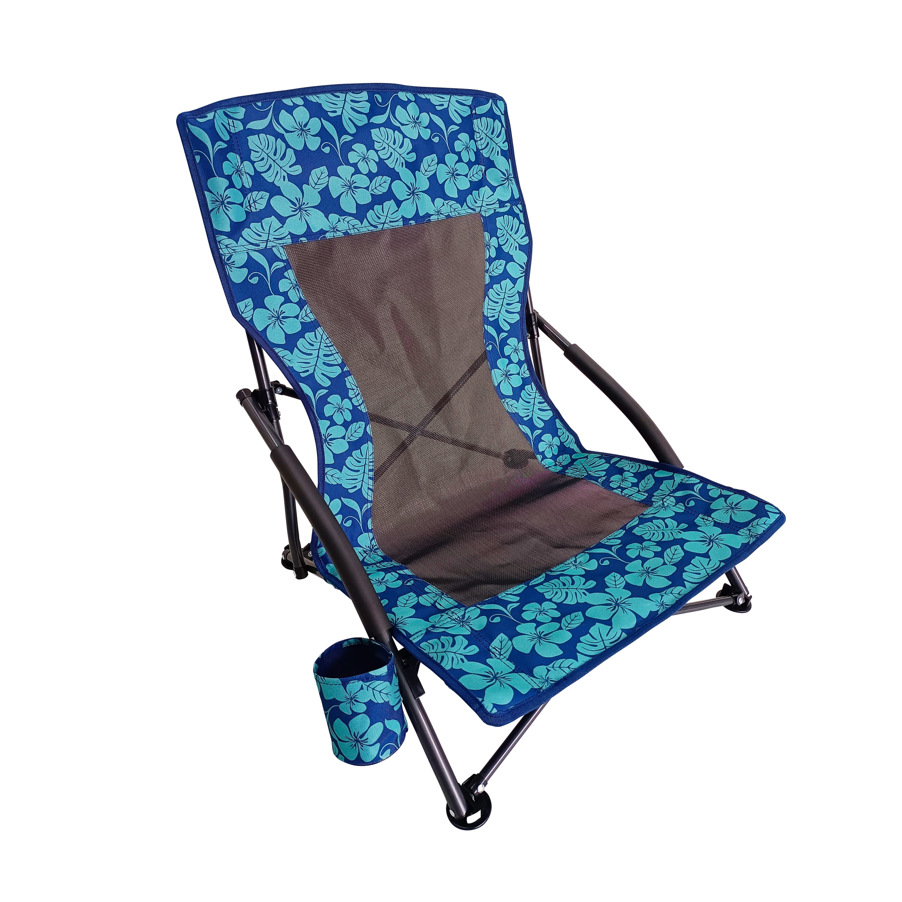 Bliss Hammocks Collapsible Beach Chair W/ Cup Holder & Storage Bag, 275 ...