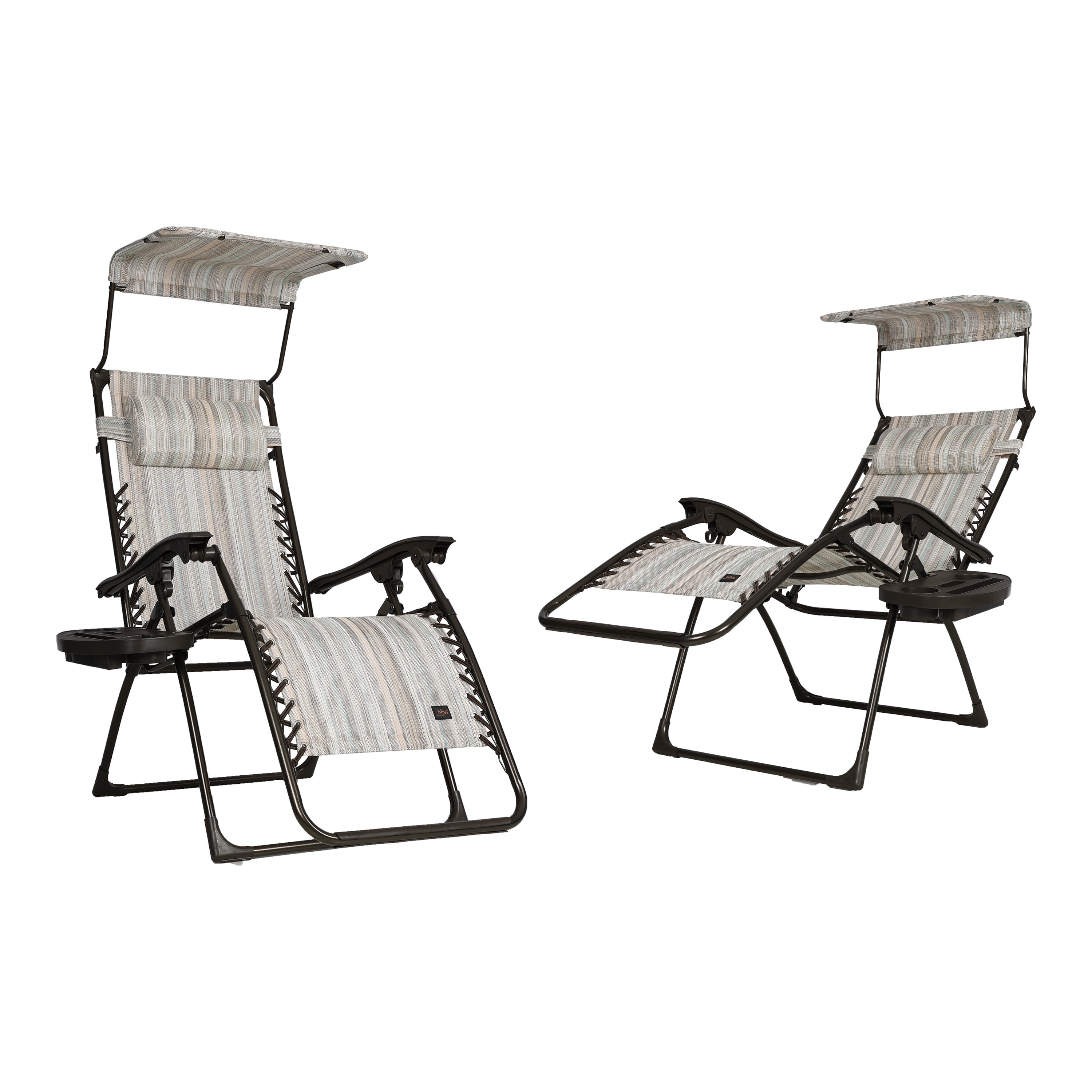 Bliss Hammocks Set of 2 Gravity Free Chairs W/ Canopy, Drink Tray, and ...