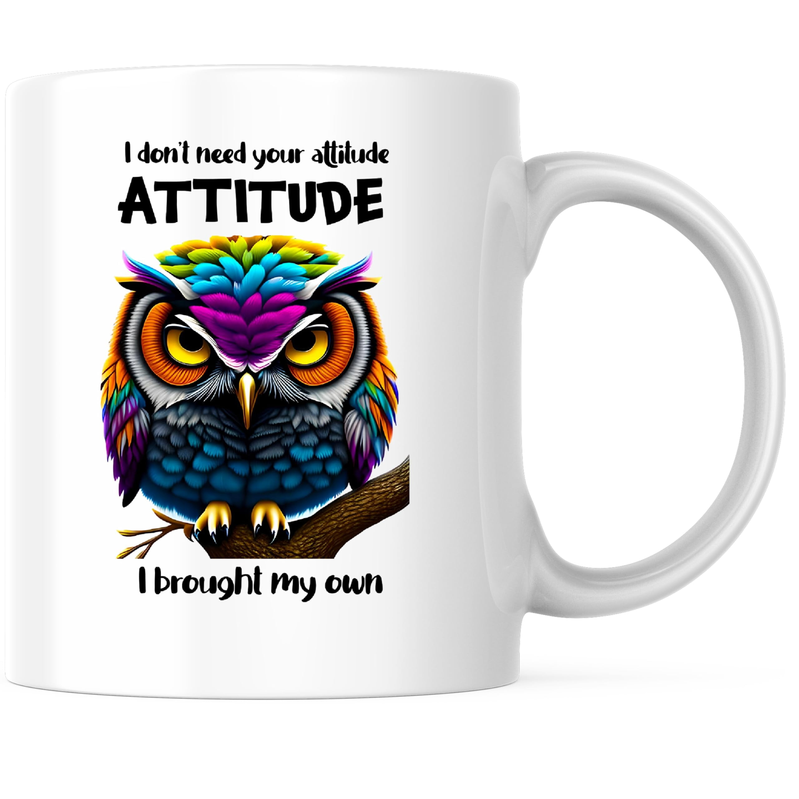 Bliss Monkey Co. Attitude Owl Coffee Mug - Colorful and Sassy Art Mug ...