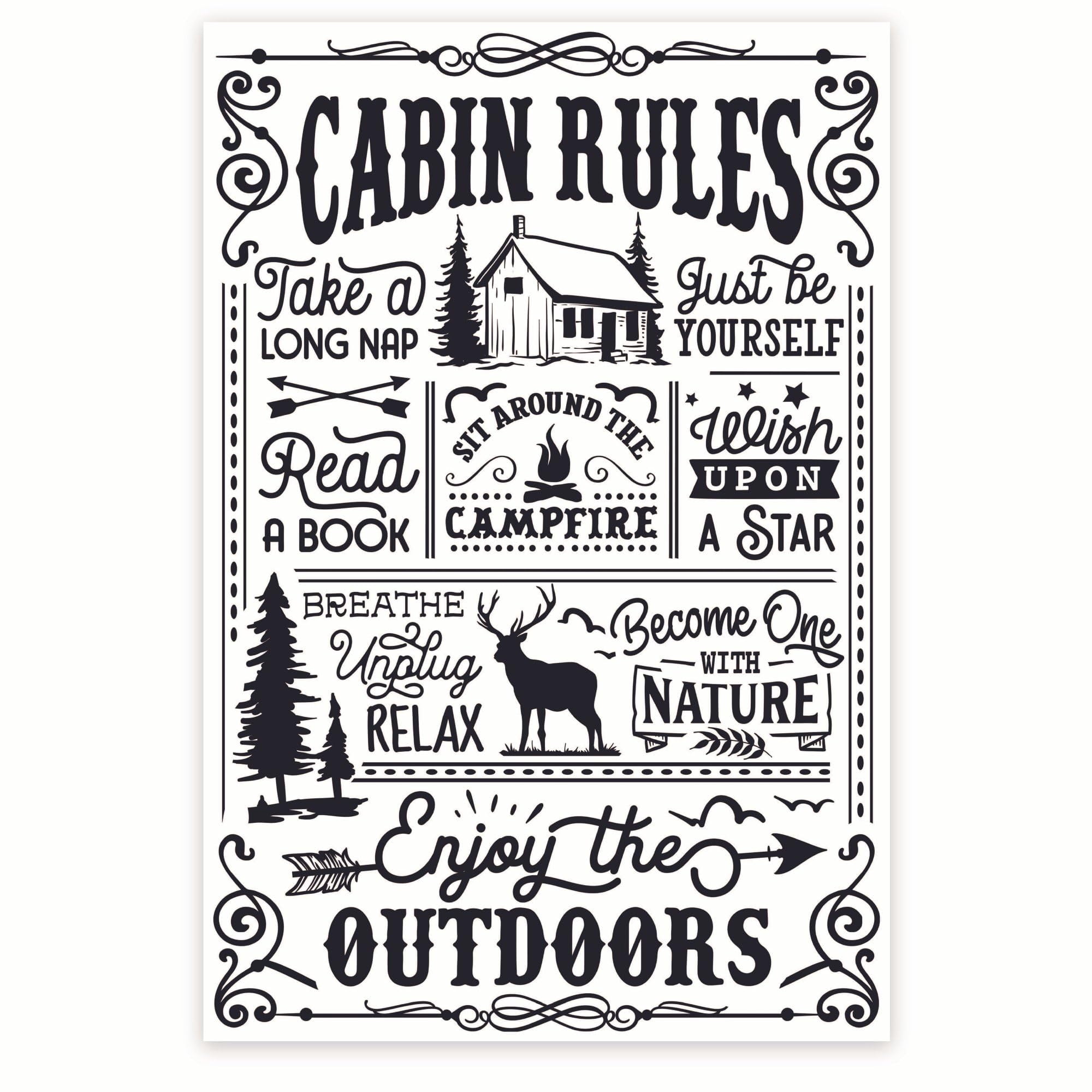 Bliss Monkey Co. Cabin Rules Poster - Cabin Decor - Mountain Cabin ...