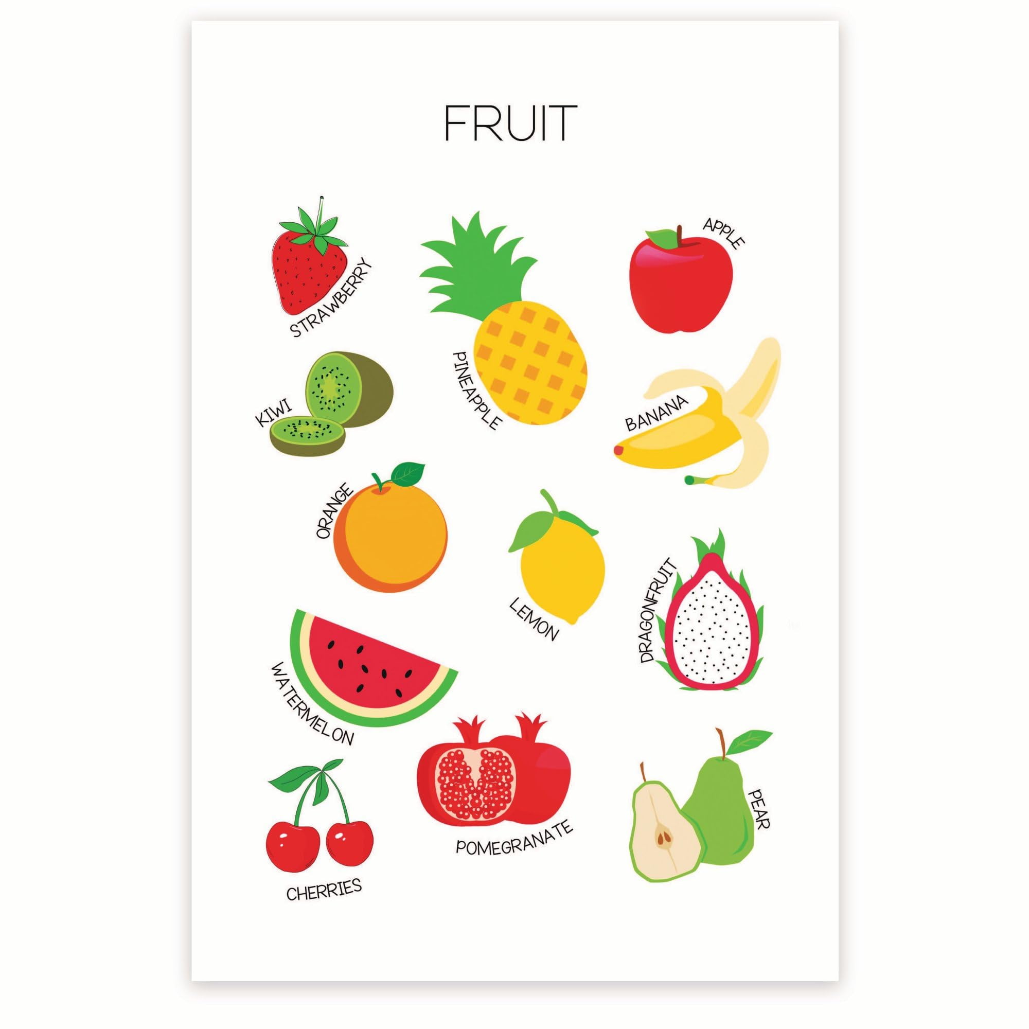 Bliss Monkey Co. Fruit Diagram Poster - Fruit Identification Print ...