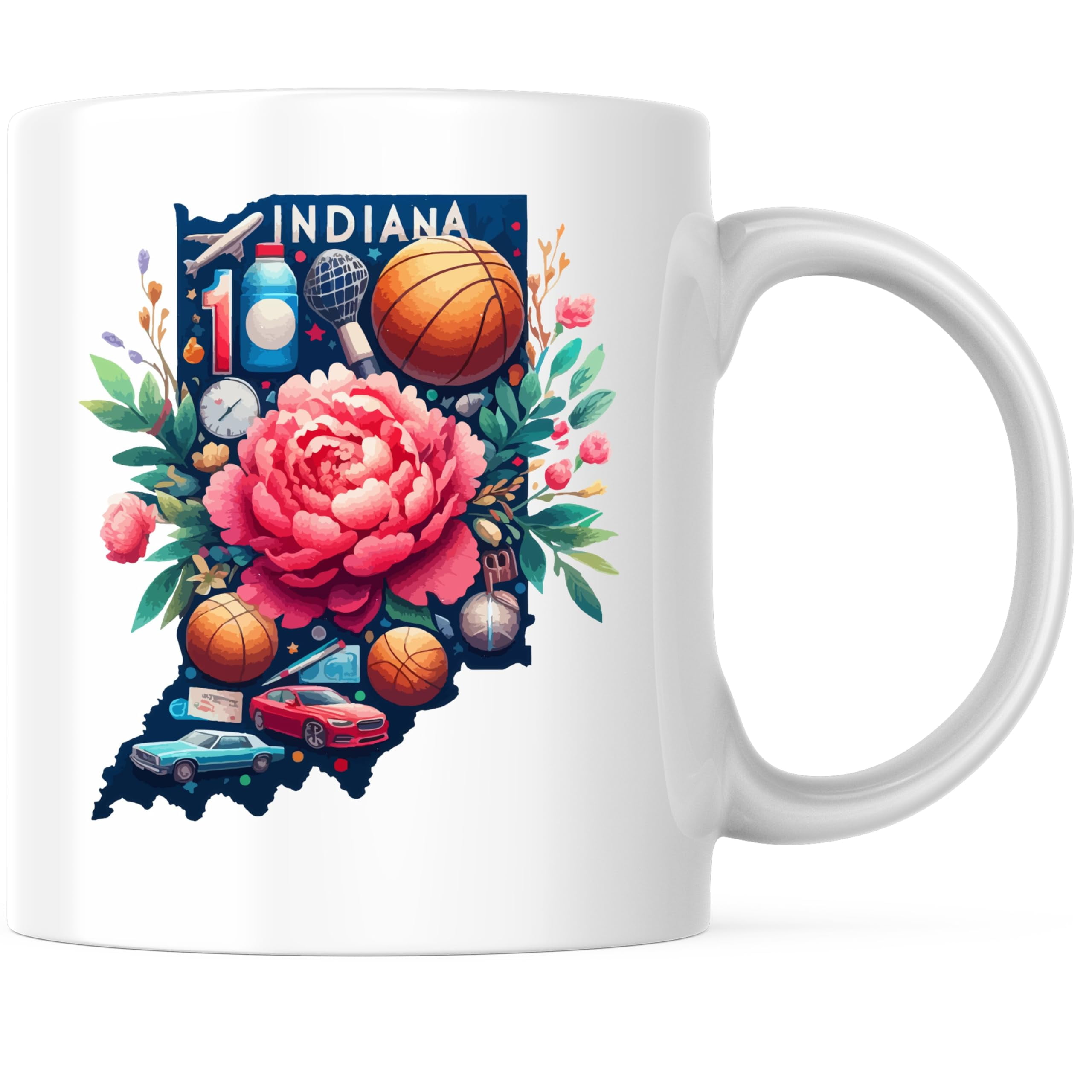 Bliss Monkey Co. Indiana State Shape Coffee Mug - IN State Mug - Choose ...