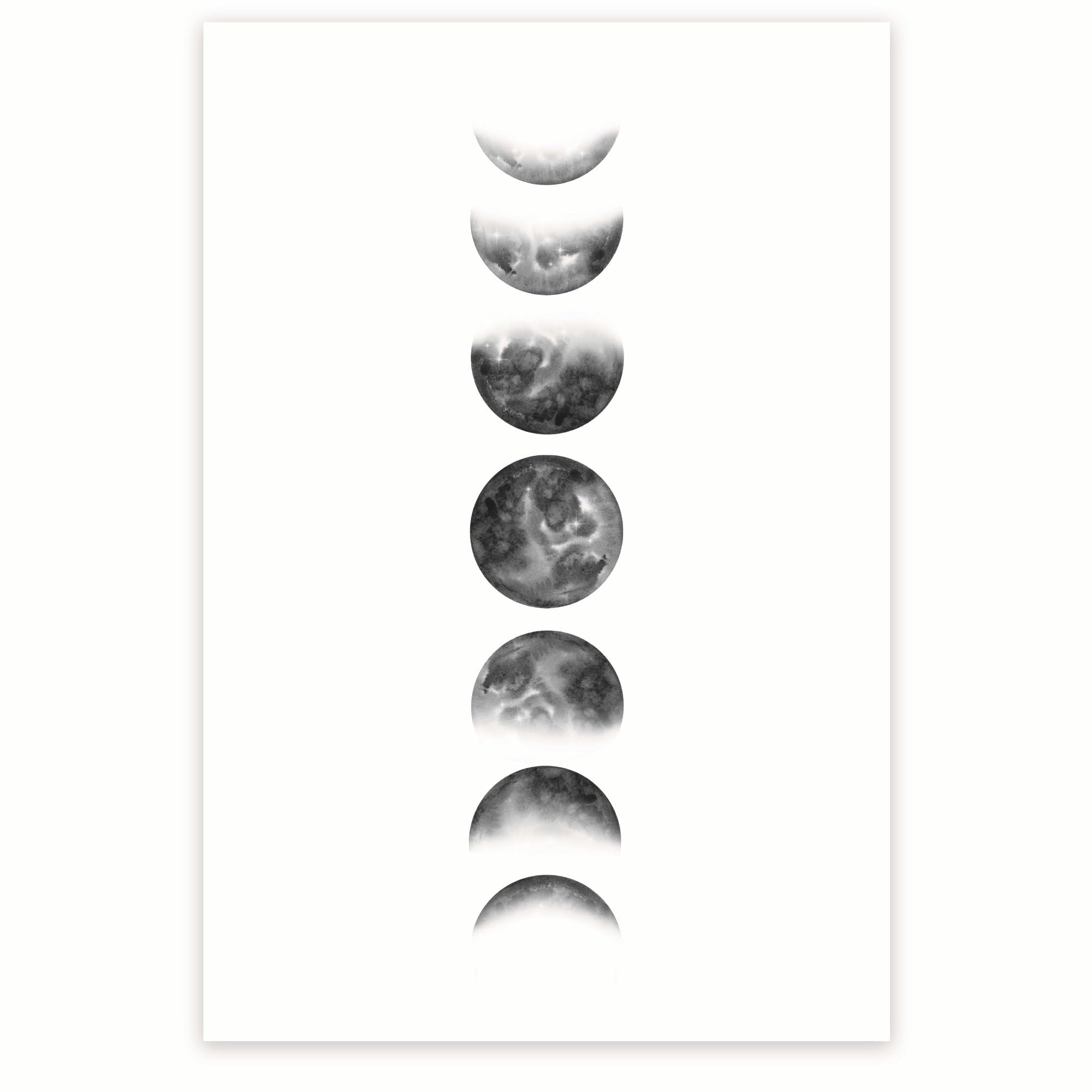 Bliss Monkey Co. Moon Phases Poster - Cool Moon Phase Diagram ...