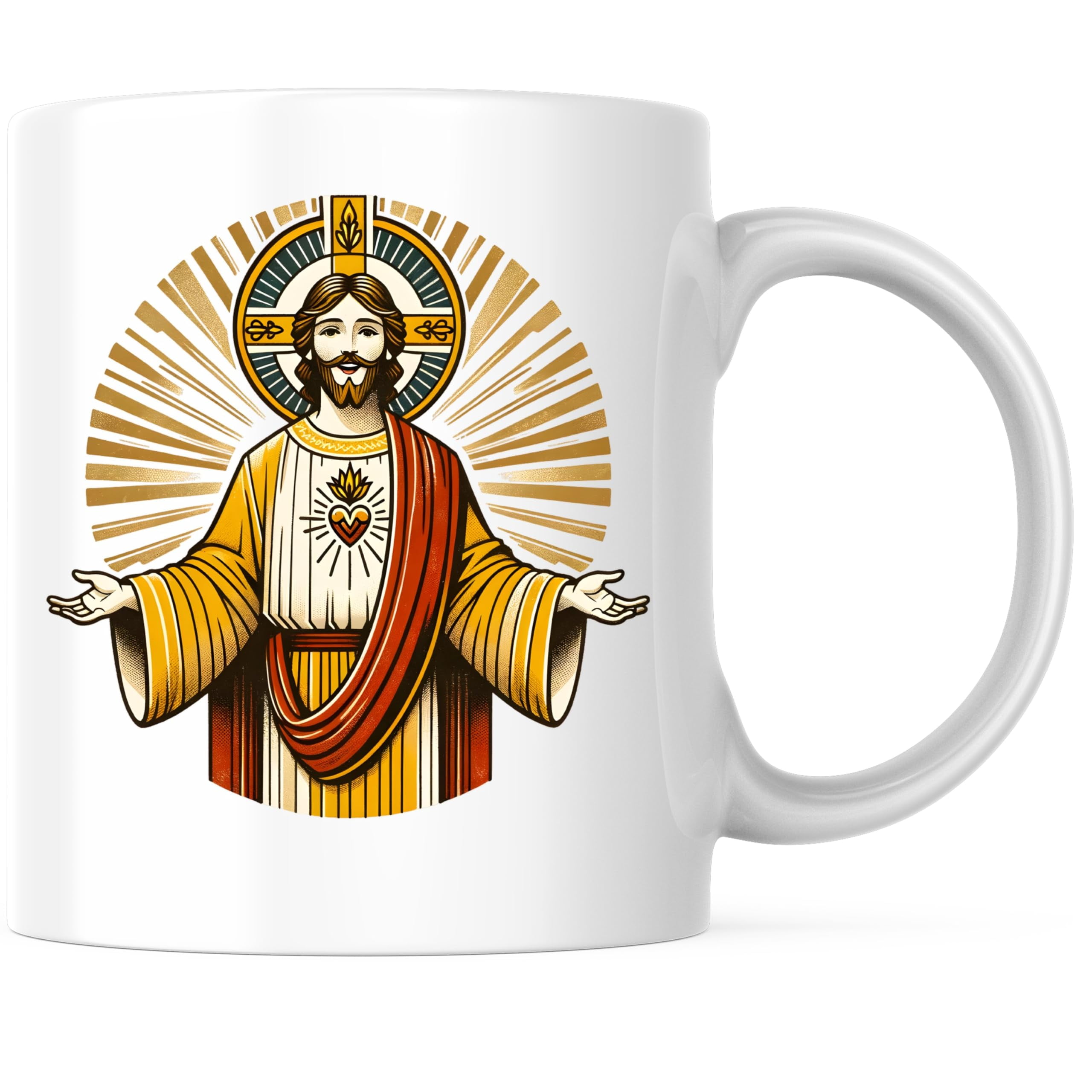 Bliss Monkey Co. Sacred Heart Of Jesus Coffee Mug - Religious Mug - Christian Faith 11 Ounce ...