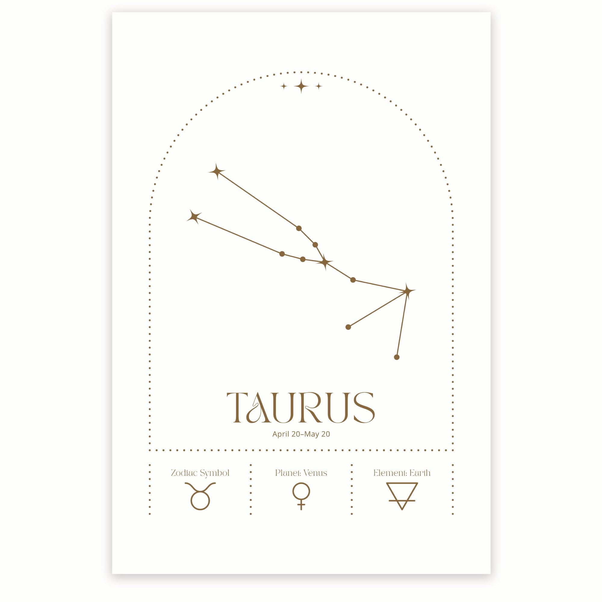 Bliss Monkey Co. Taurus Zodiac Star Sign Poster - Astrology ...