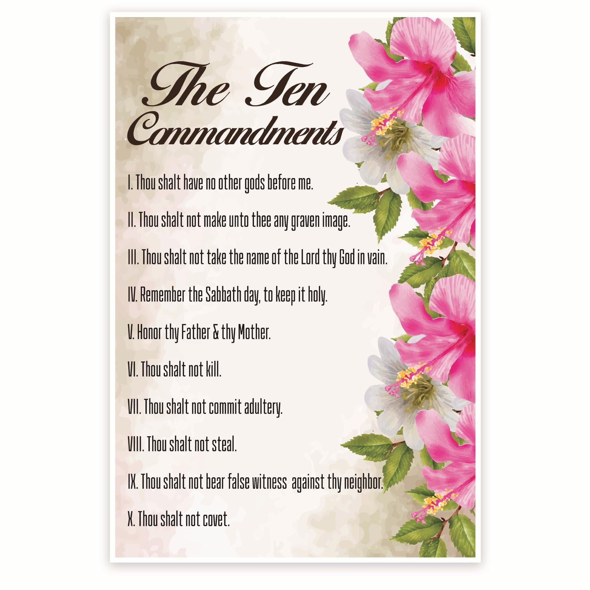 Bliss Monkey Co. Ten Commandments Poster - God's Commandments Wall Art ...