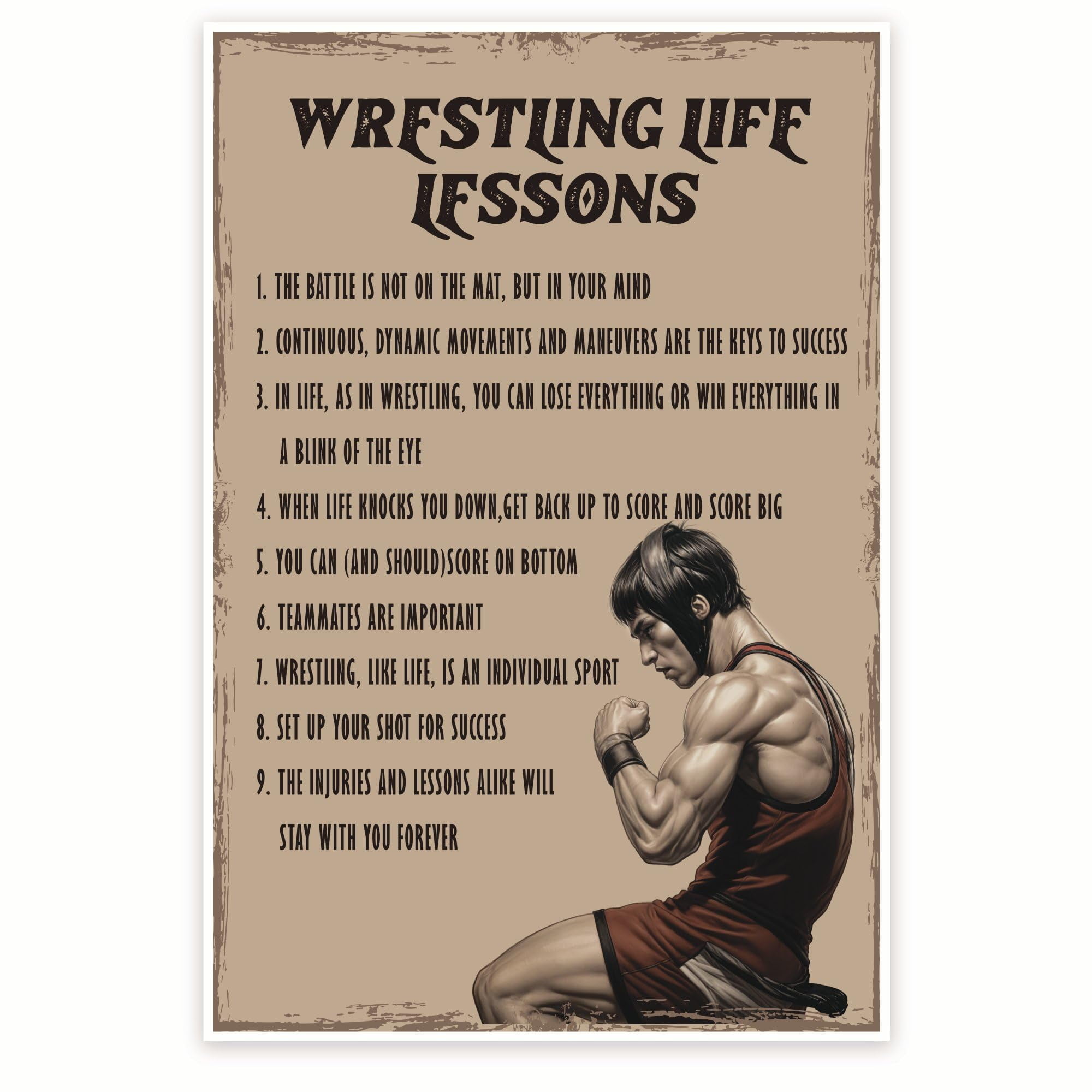 Bliss Monkey Co. Wrestling Life Lessons Poster - Wrestling Room Decor ...