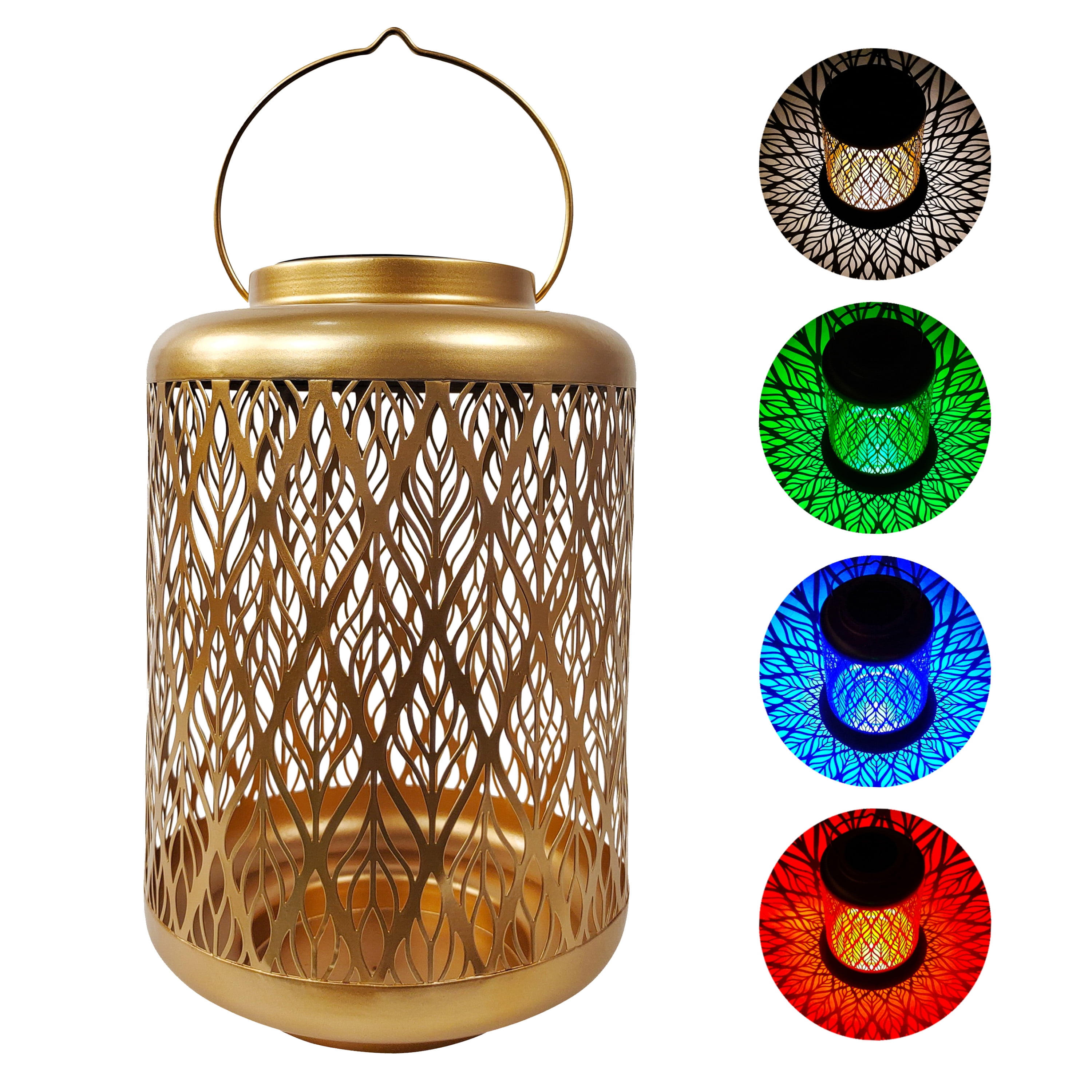 Bliss Outdoors Solar LED Lantern W/ Diamond Leaf Design & Hand Painted ...