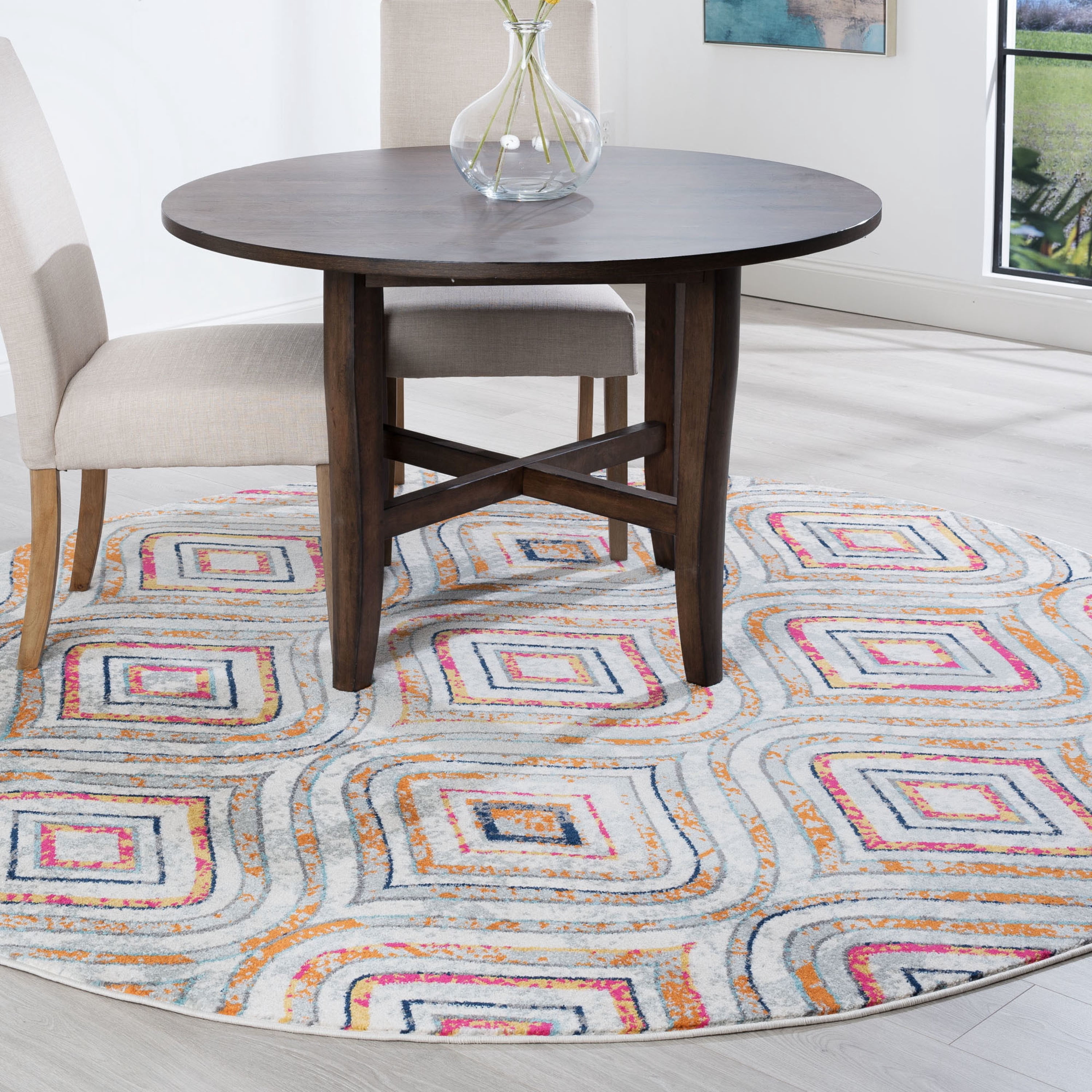 Bliss Rug Ogee Geometric Round Rug - 53 Round - Walmart.com