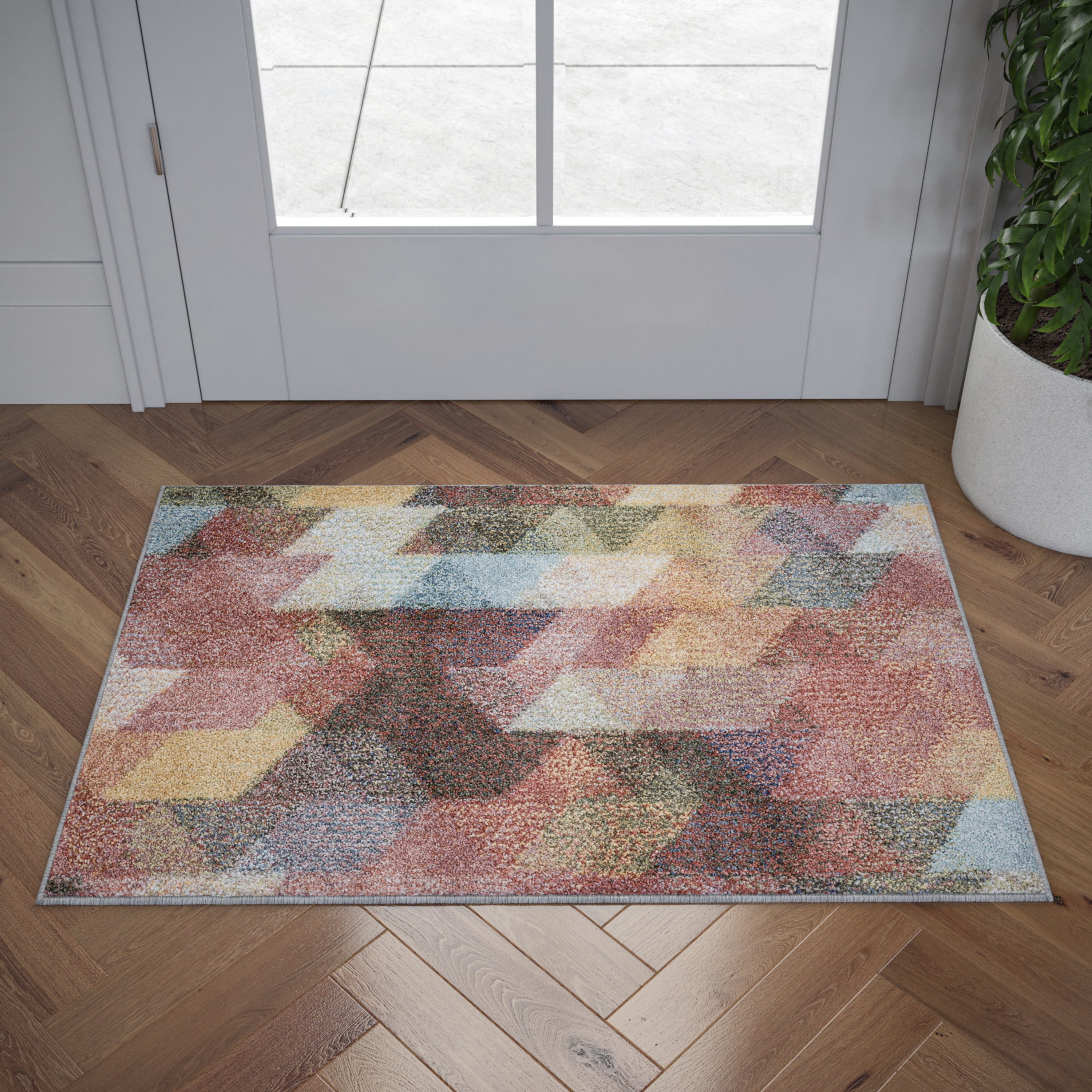 Bliss Rugs Abstract Indoor Doormat - Navy, 2 x 3 - Floor Mat - Walmart.com