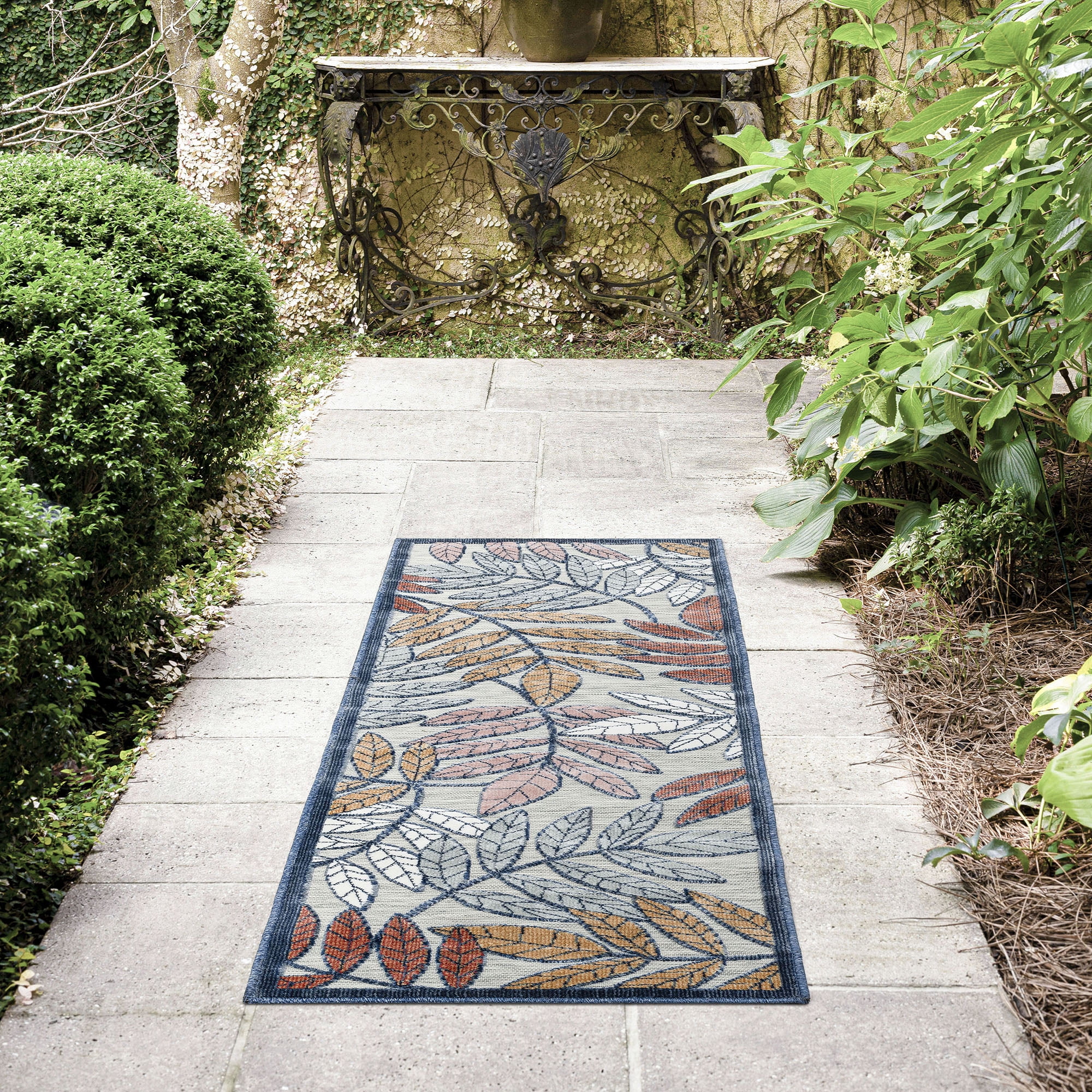 Bliss Rugs Floral Indoor Outdoor Rug Water Resistant Runner Rug for ...