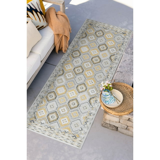 Bliss Rugs Geometric Indoor Outdoor Rug Reversible Runner Rug for Patio ...