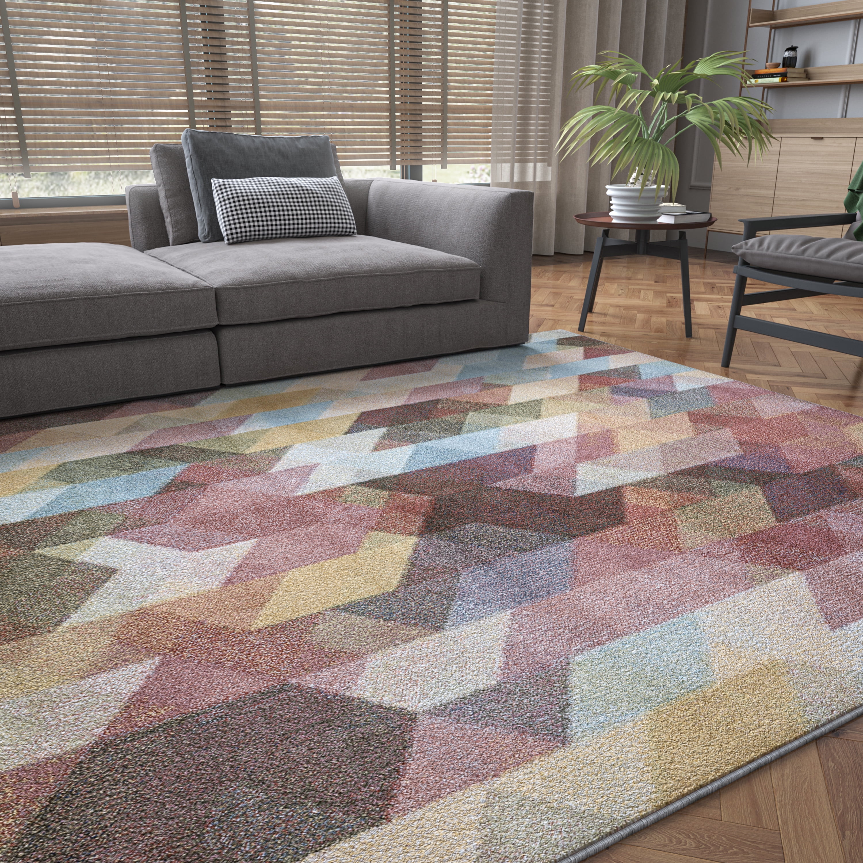 Bliss Rugs Modern Geometric Color Blocks Area Rug, Indoor Rugs for ...