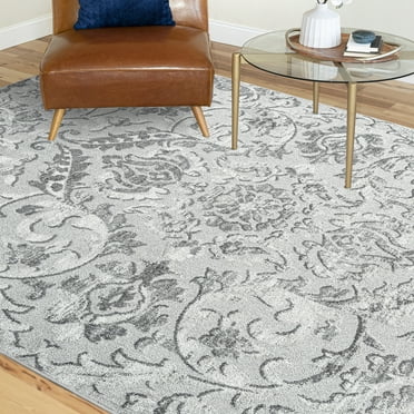 My Texas House Charlotte 5'2" X 7'6" Natural Gray Floral Area Rug ...