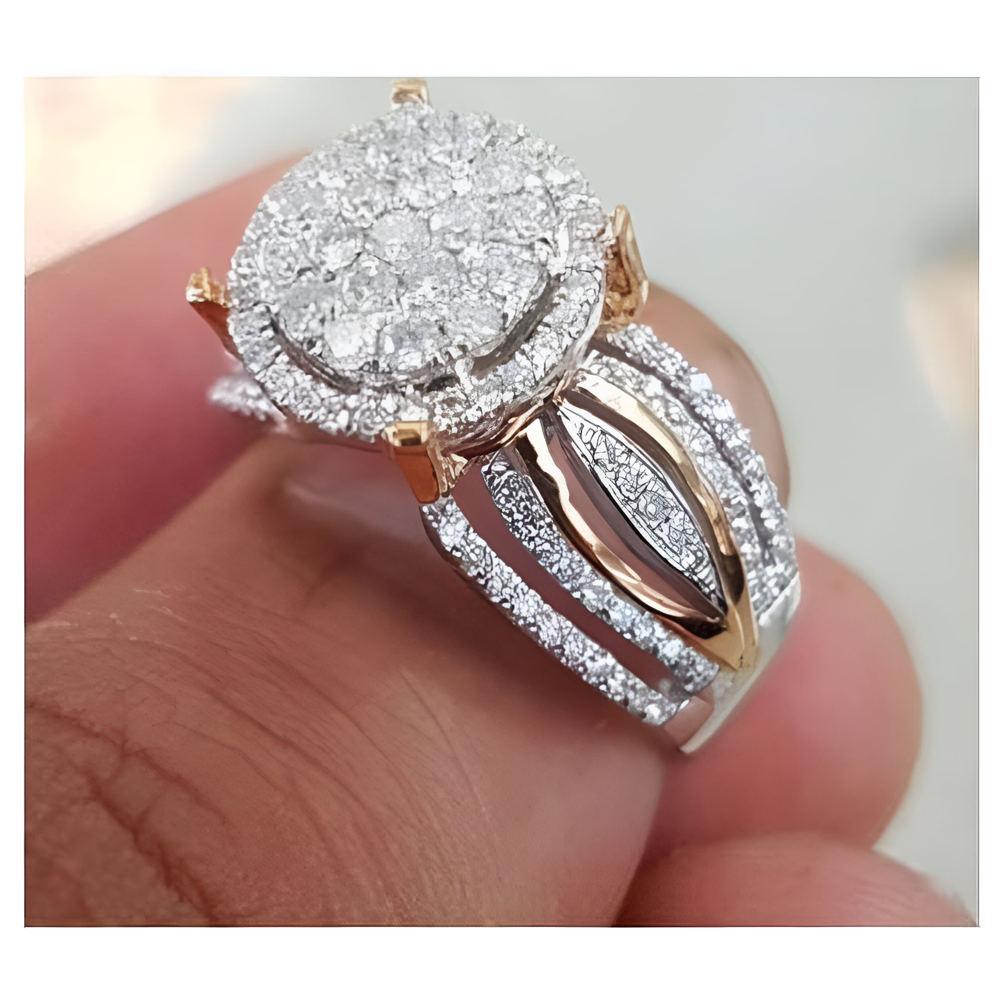 Bliss Two Tone Diamond Engagement Ring, 0.25ct t.w, 925 Sterling Silver ...