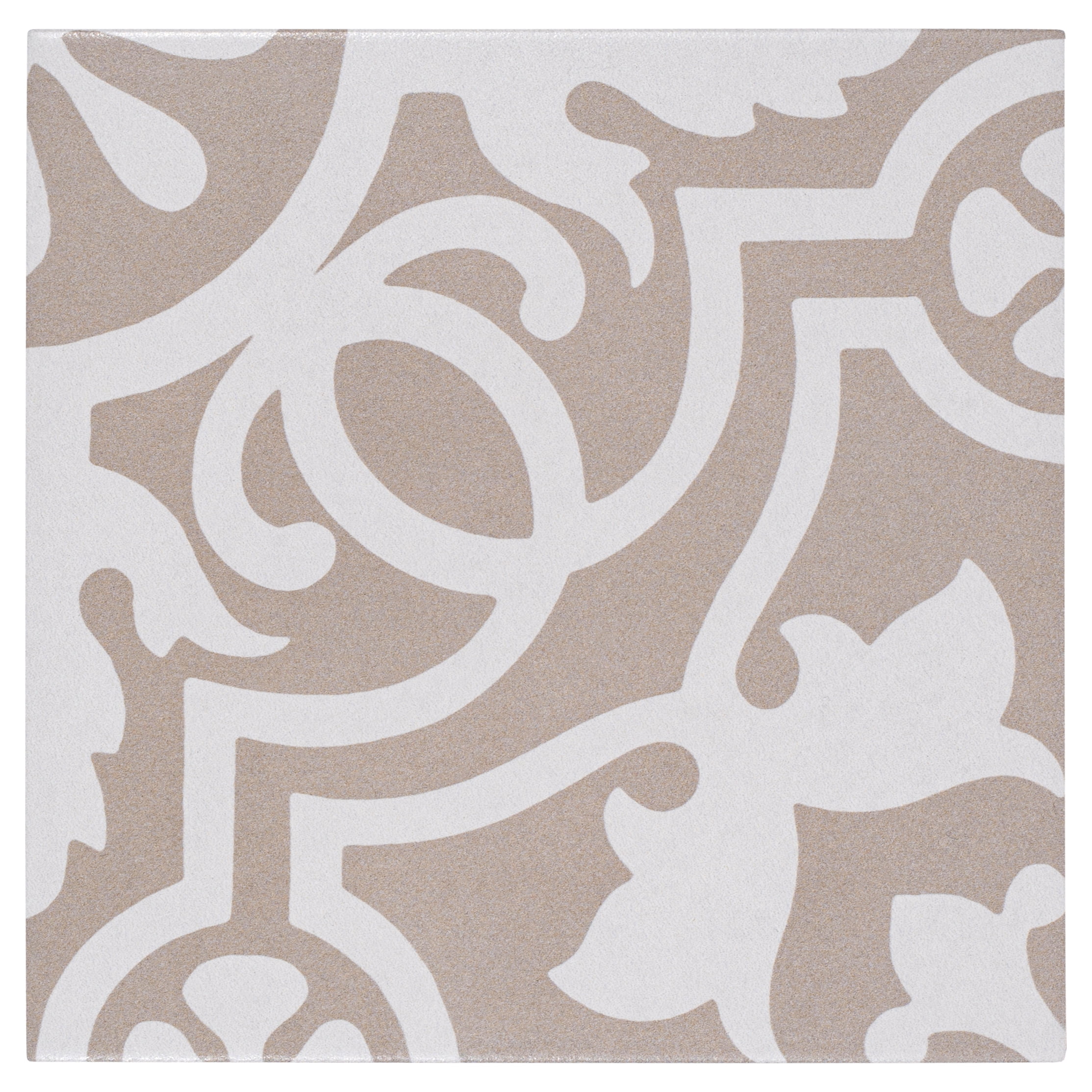 Bliss Victorian Beige 8-in. Encaustic Spanish/Moroccan Patterned Glazed ...