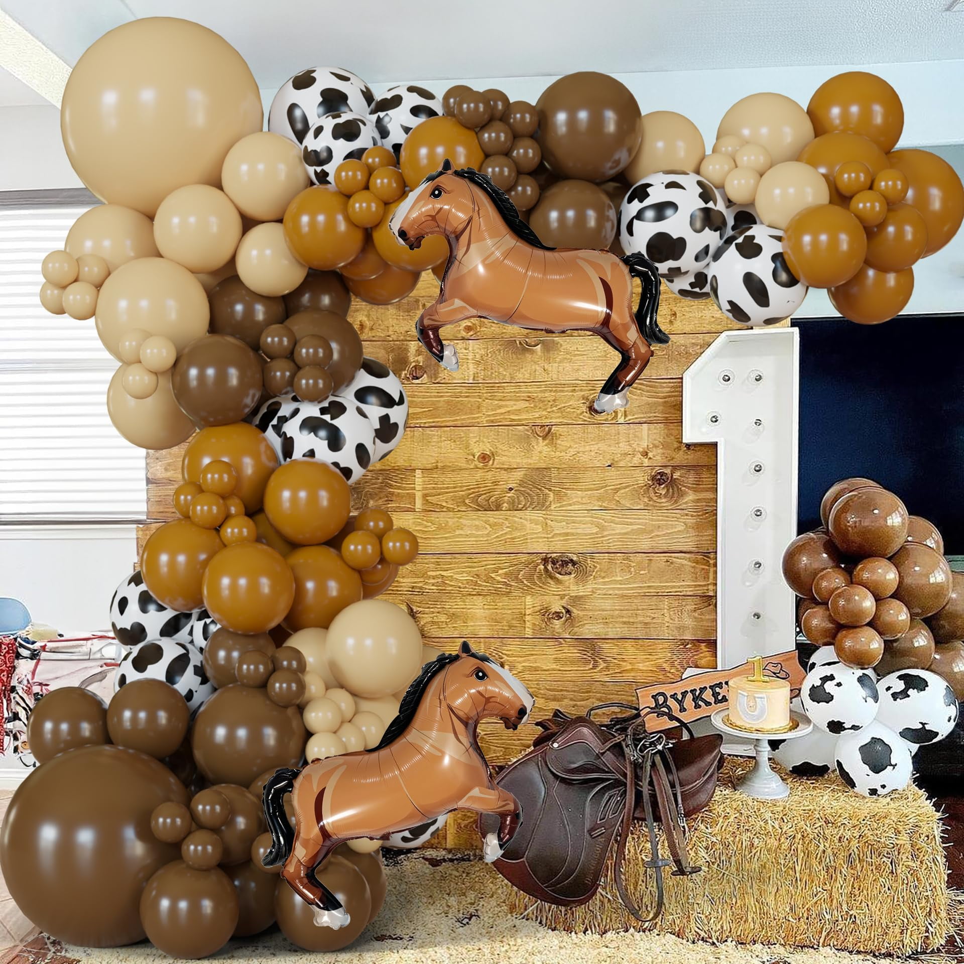 BlissBash 138Pcs Western Balloon RRF12 Arch Garland Kit with Brown ...