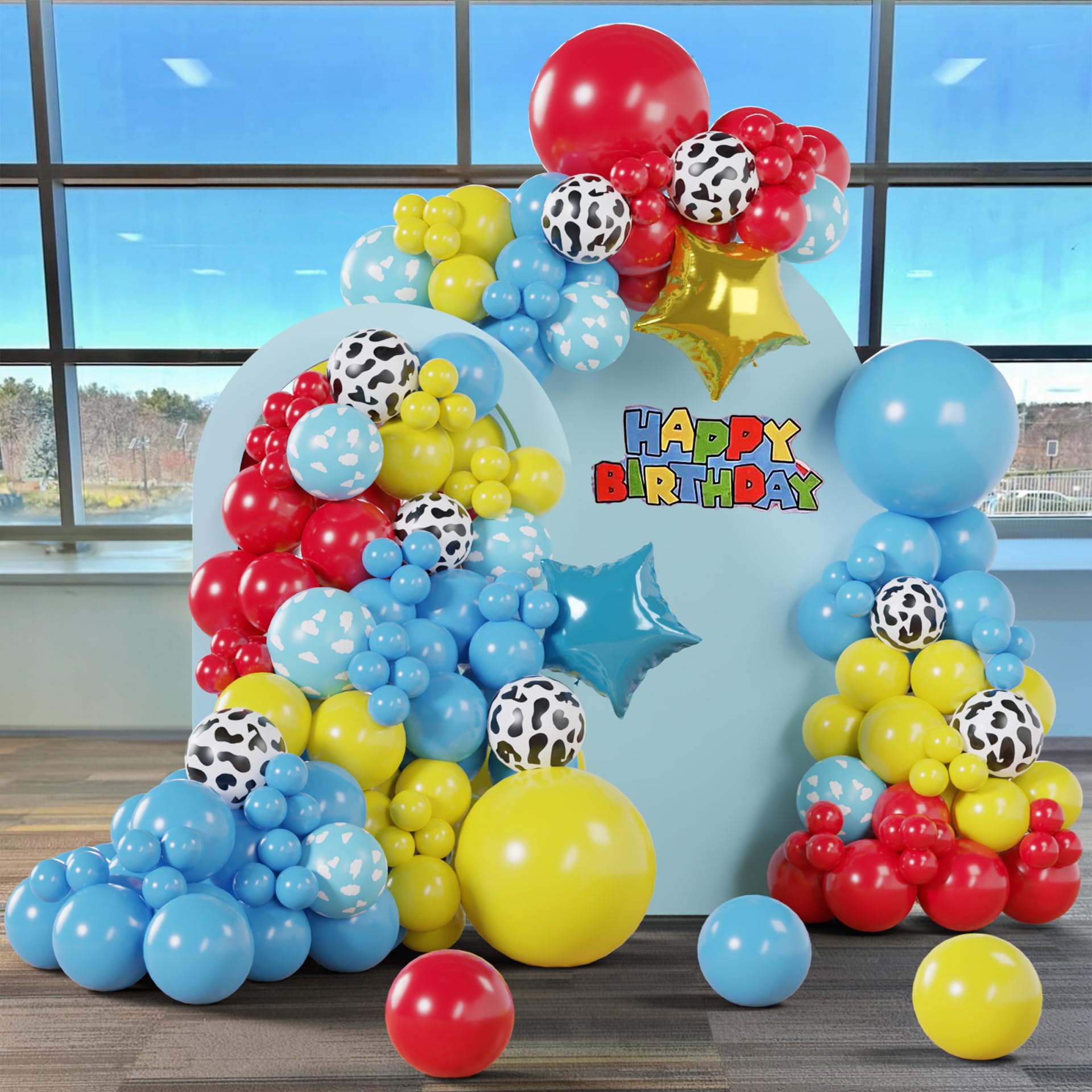 BlissBash Primary Color Balloon Arch Garland Kit for Toy Themed ...