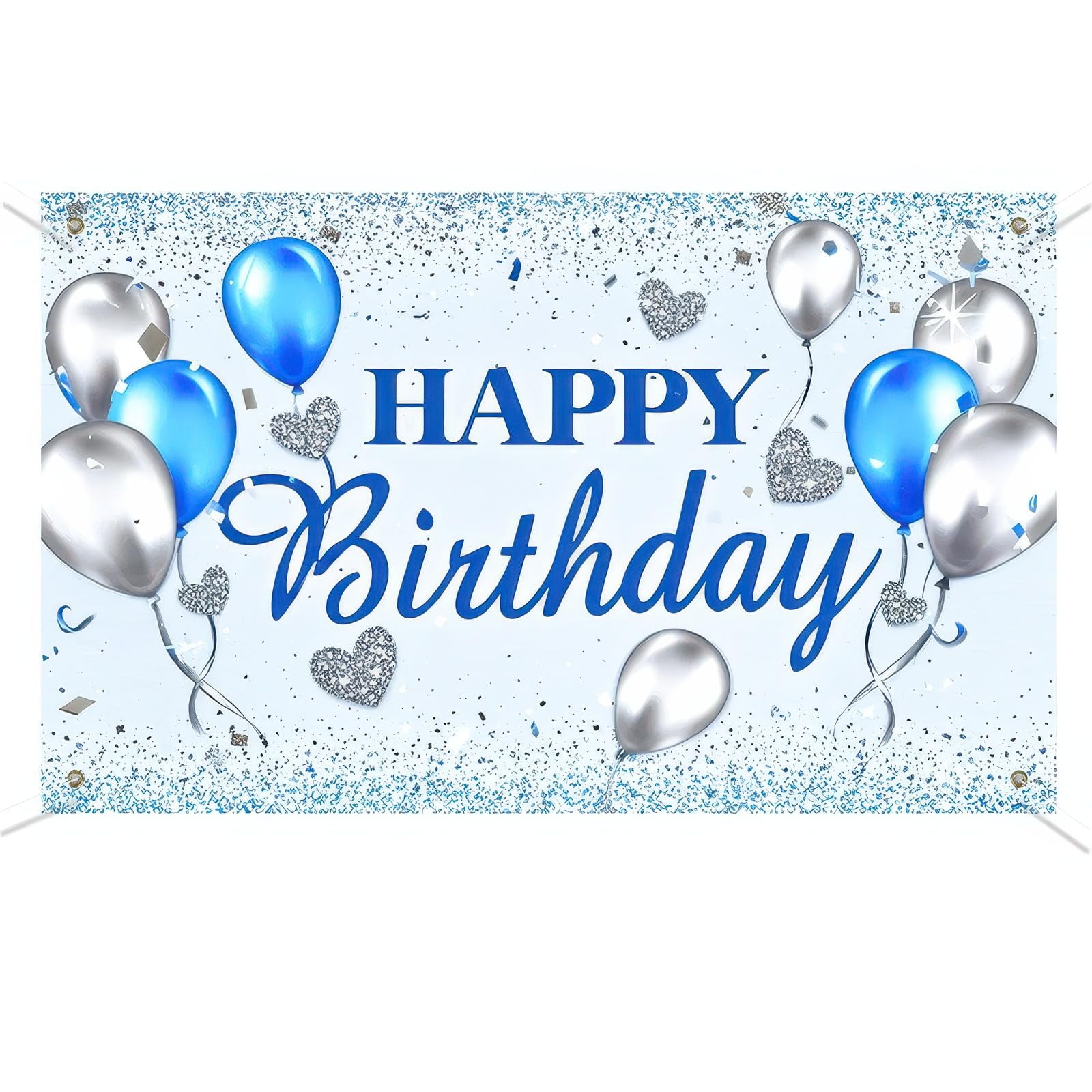 BlissYard Happy Birthday Sign STF9 Backdrop 71x43 Inch Blue and White ...
