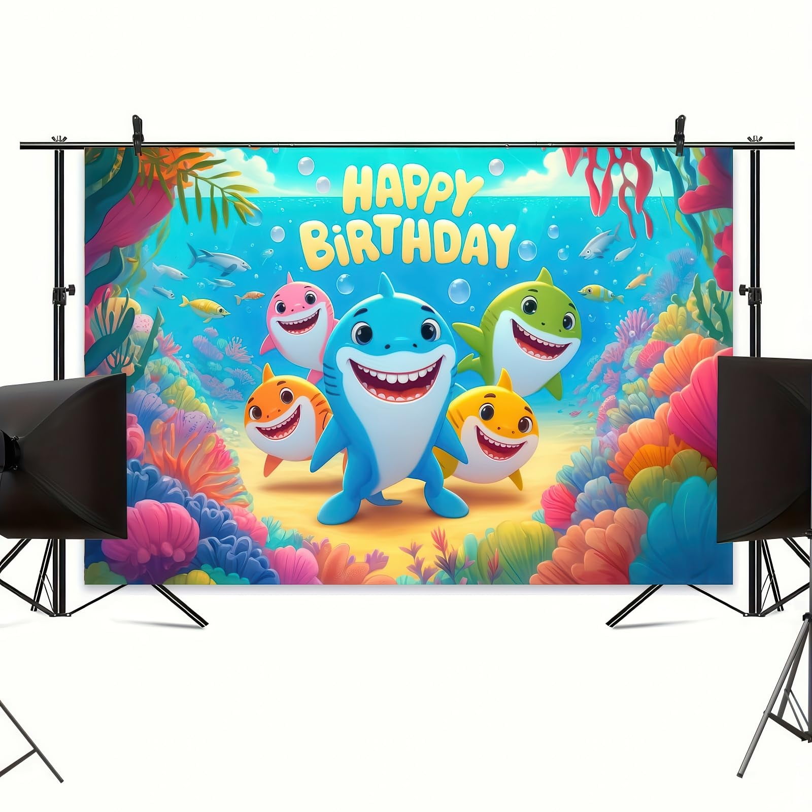 BlissYard Sea Backdrop Happy Birthday Decorations Under Ocean Family ...