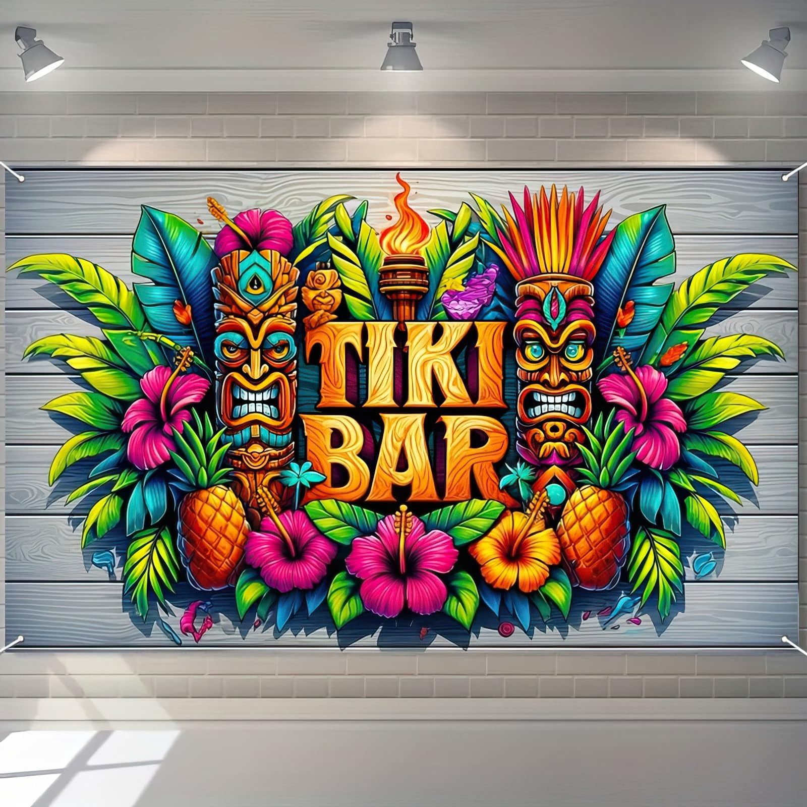 BlissYard Tiki Luau Party STF9 Banner 71x43 Inch Hawaiian TIKI Bar ...