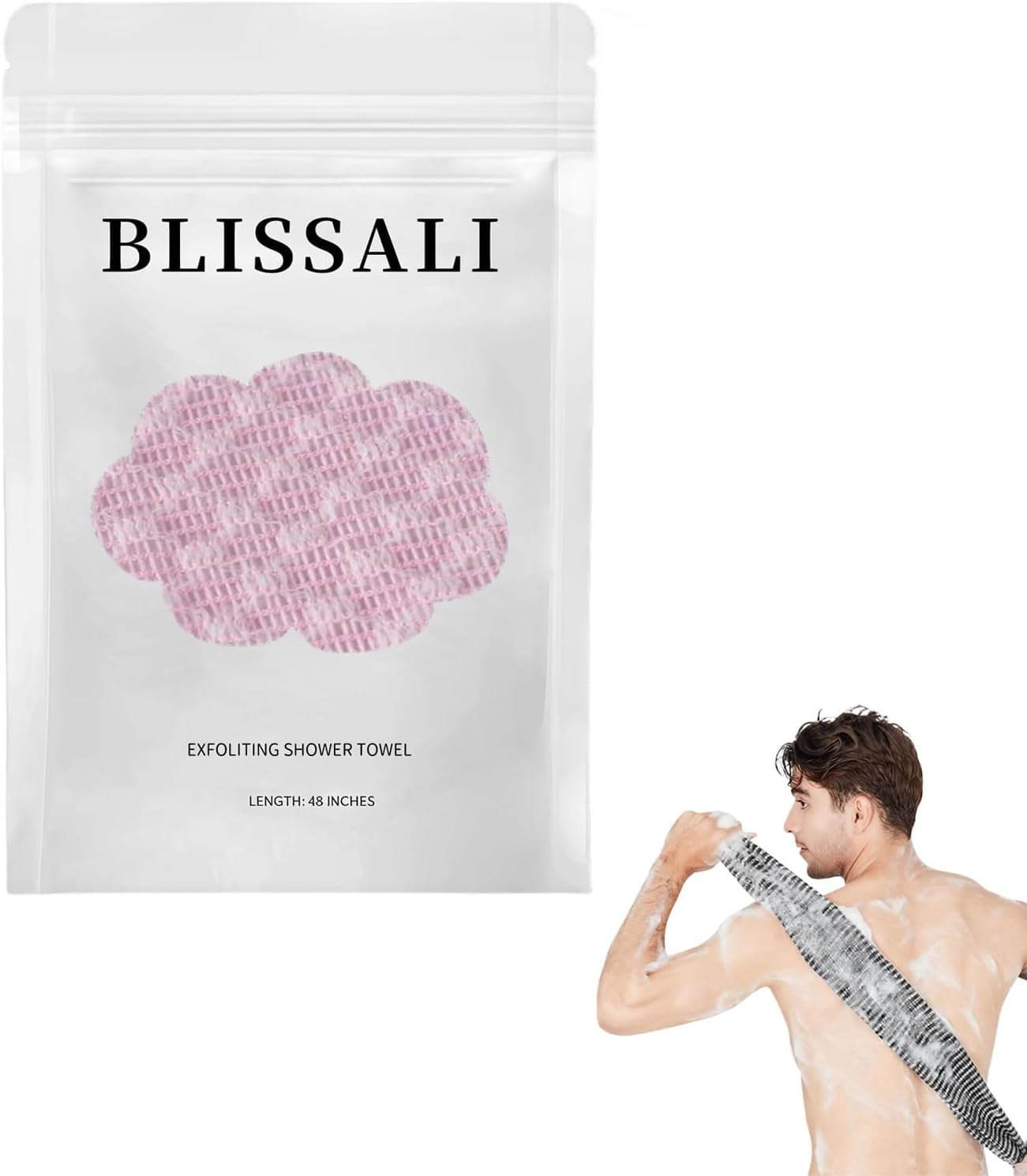 Blissal Exfoliating Shower Towel 47", Premium Scrub Wash Cloth for Body ...