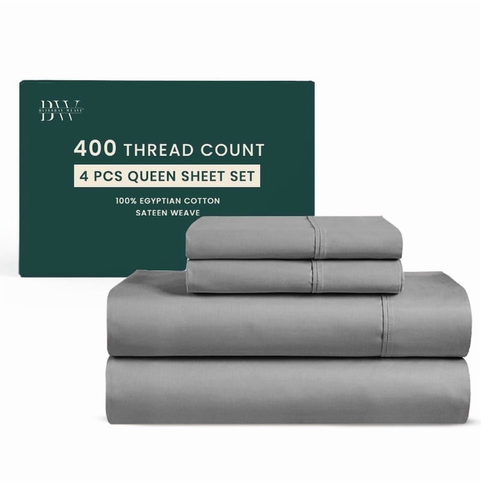 Blissbayweave 4-Piece Queen Size Sheet Set - 100% Egyptian Cotton ...