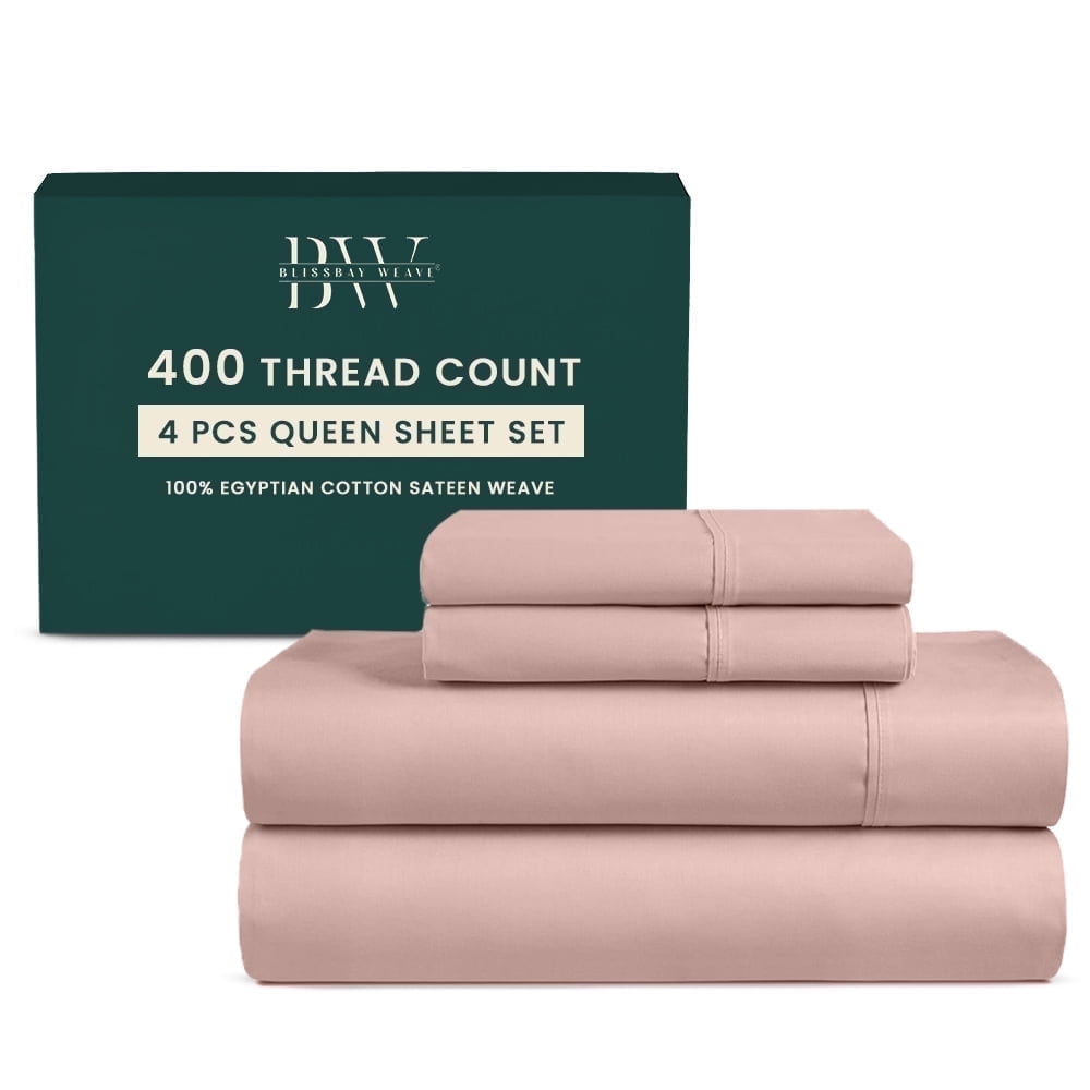 Blissbayweave 4-Piece Queen Size Sheet Set - 100% Egyptian Cotton ...