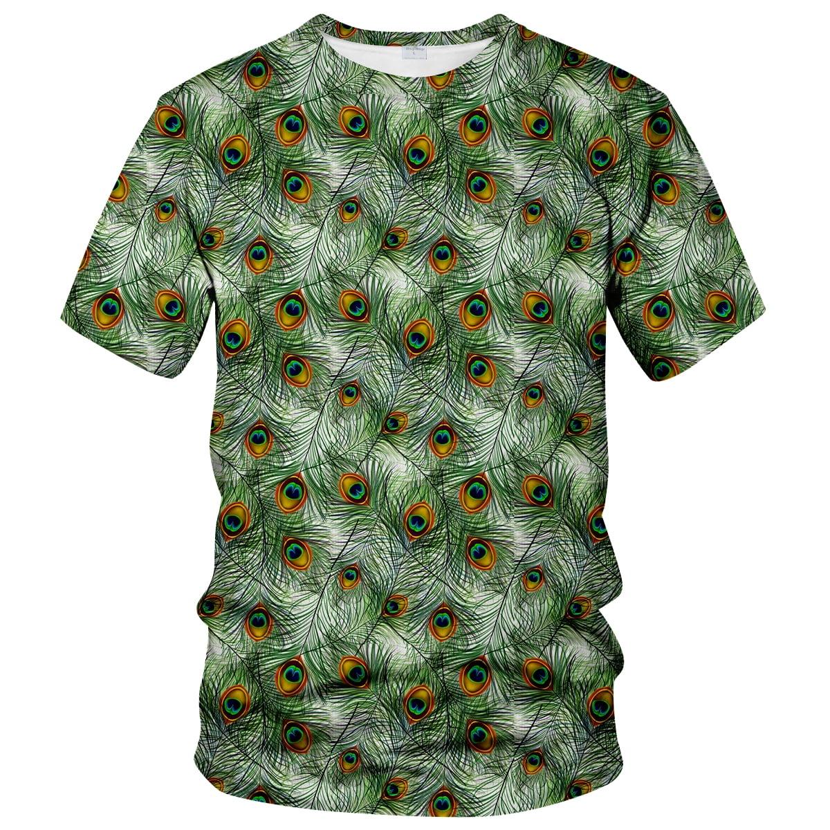 Blissboy Peacock Feather Print T-shirt For Men Funny Peacock Feathers ...