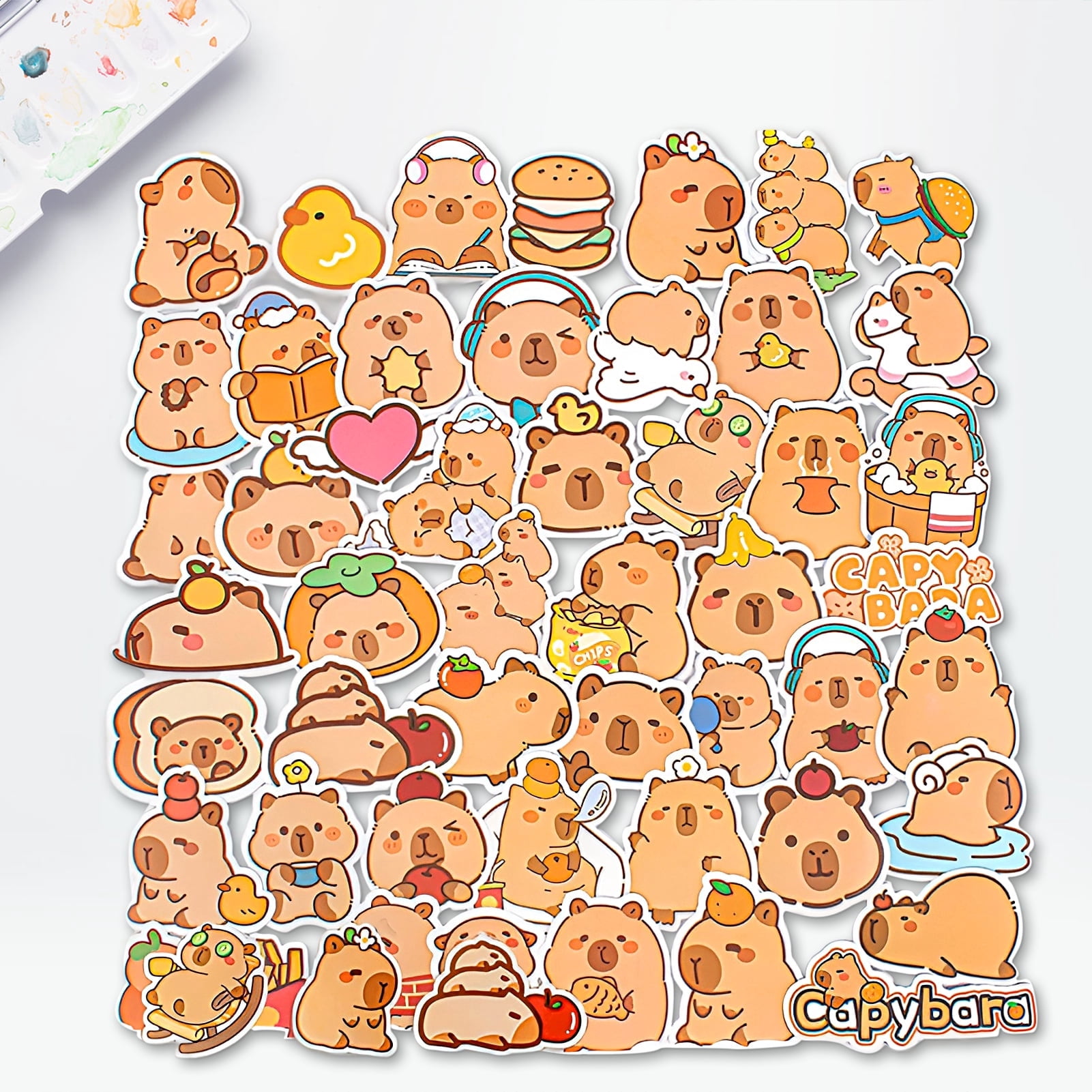 Blisscok 50 Pcs Capybara Stickers, Cute Brown Stickers, Waterproof ...