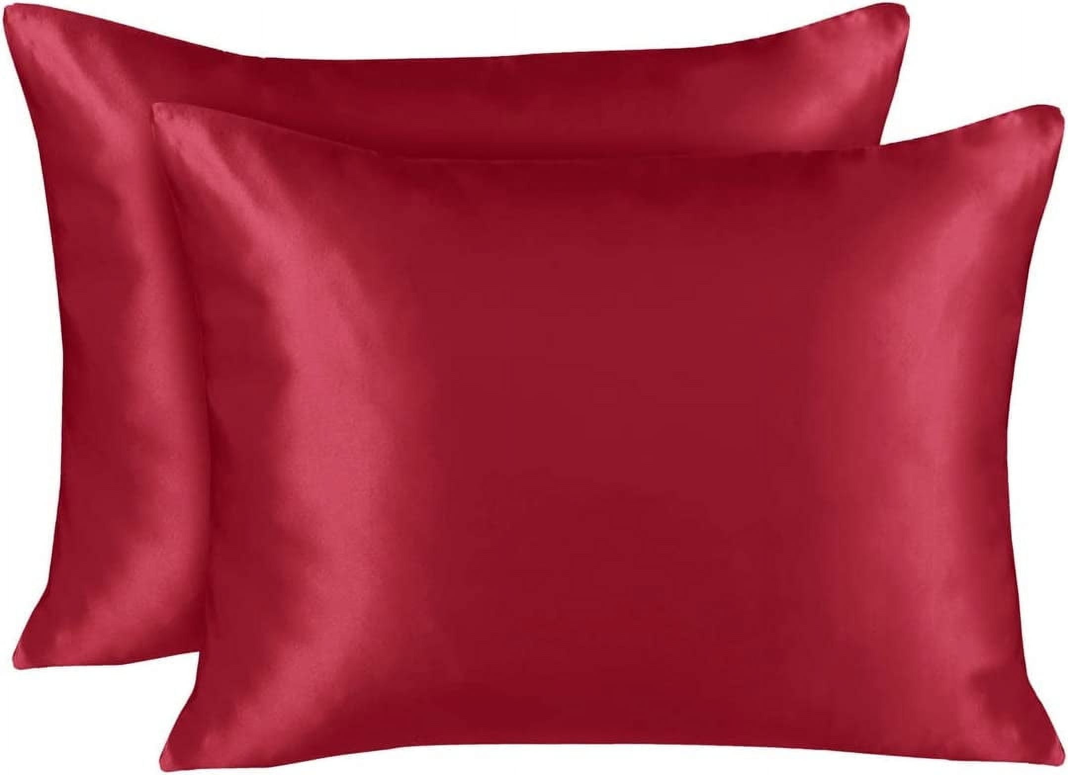 Blissford Luxury Red Satin Pillowcase with Zipper Closure, Standard 2 ...