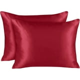 Blissford, Satin Pillowcase, 21" x 27", Red, 2pk with Zipper - Walmart.com
