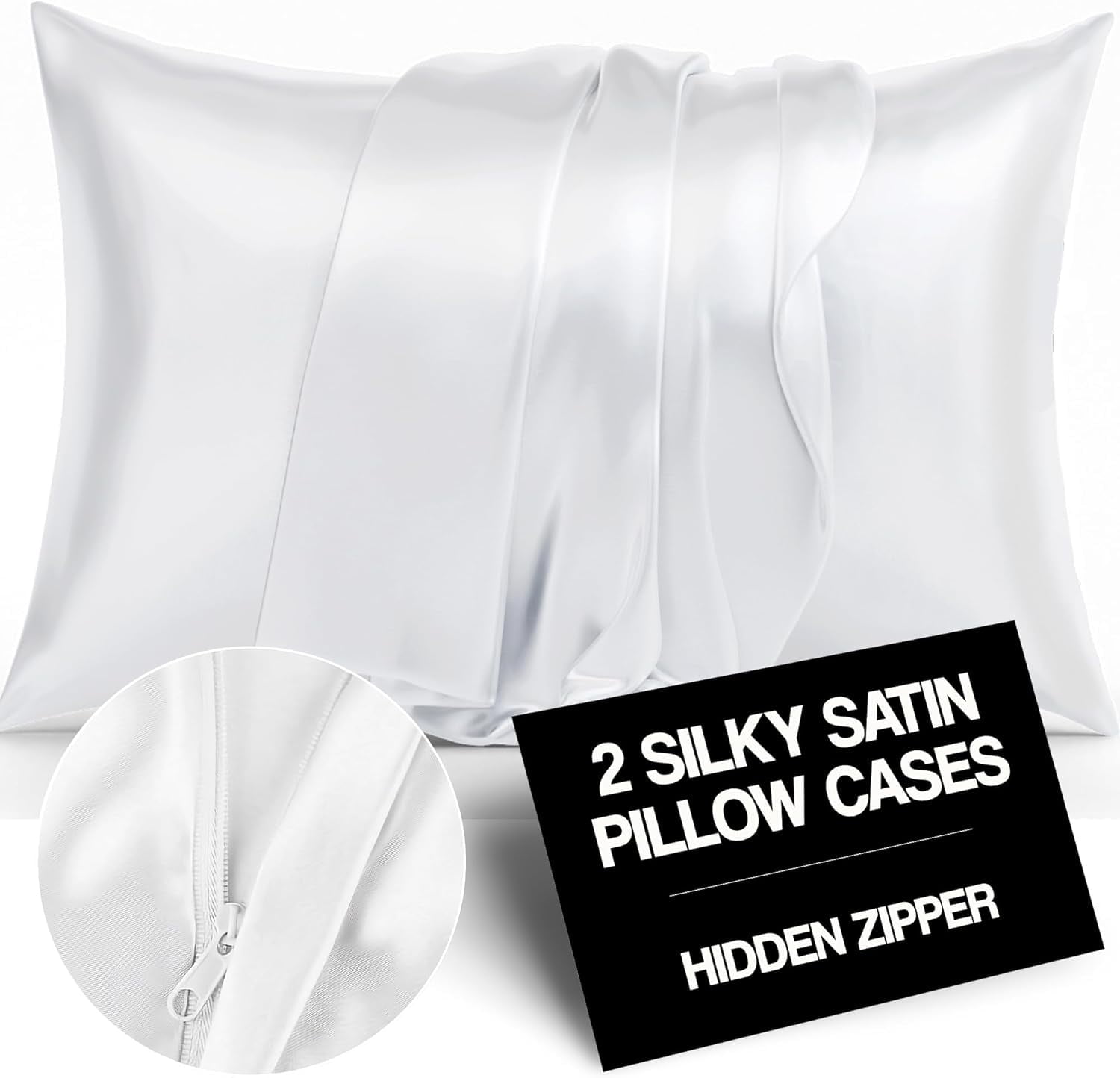 Blissford, Satin Pillowcase, Queen 2-Pack, Zipper Closure - Walmart.com