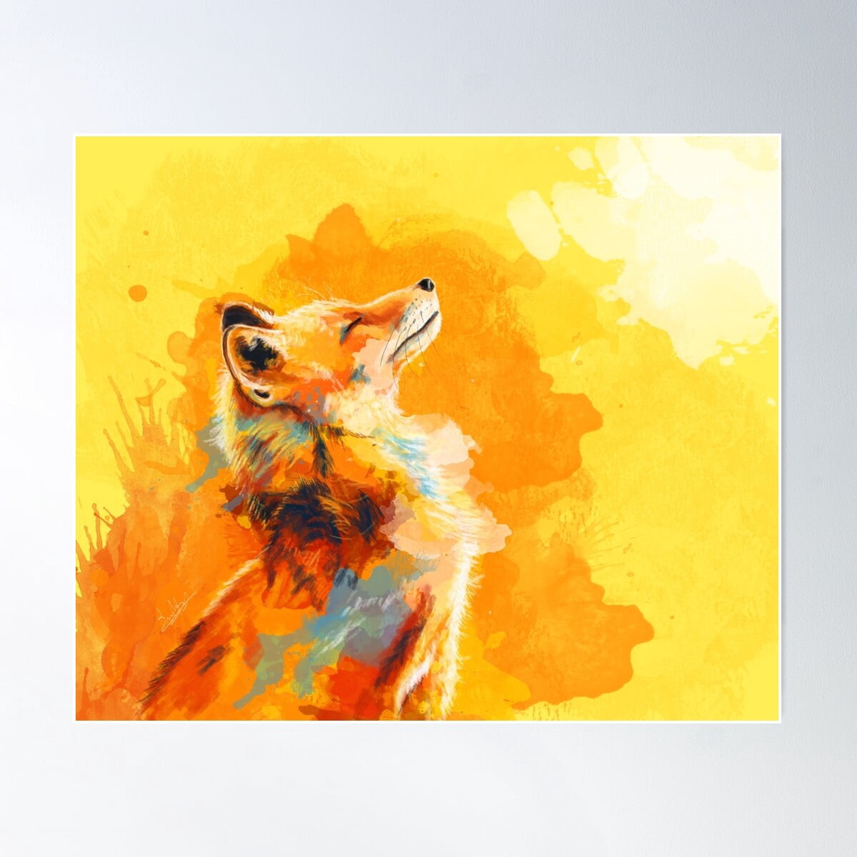 Blissful Light - Fox Illustration Inspirational Poster Wall Art Modern ...