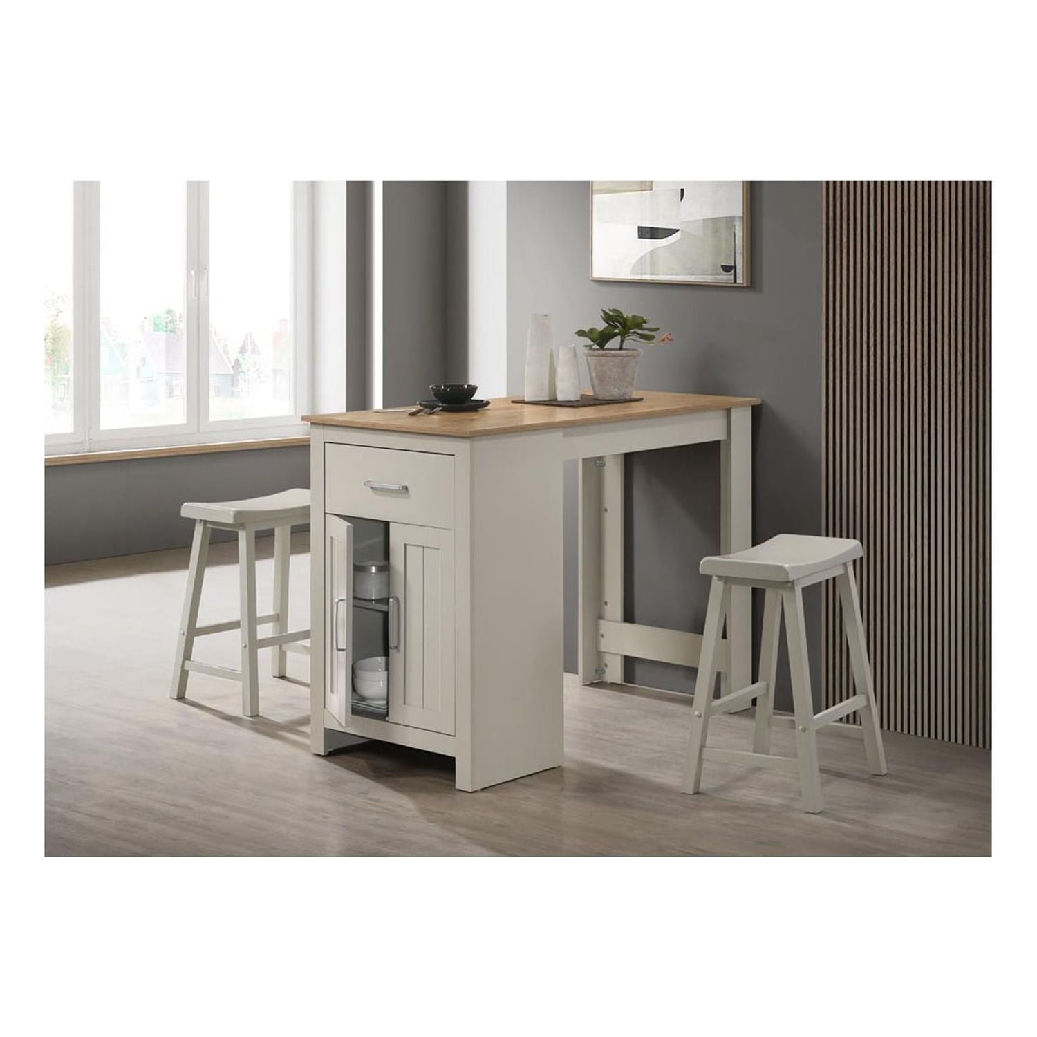 Blissful Nights Global Glam Light Gray Small Space Counter Height ...