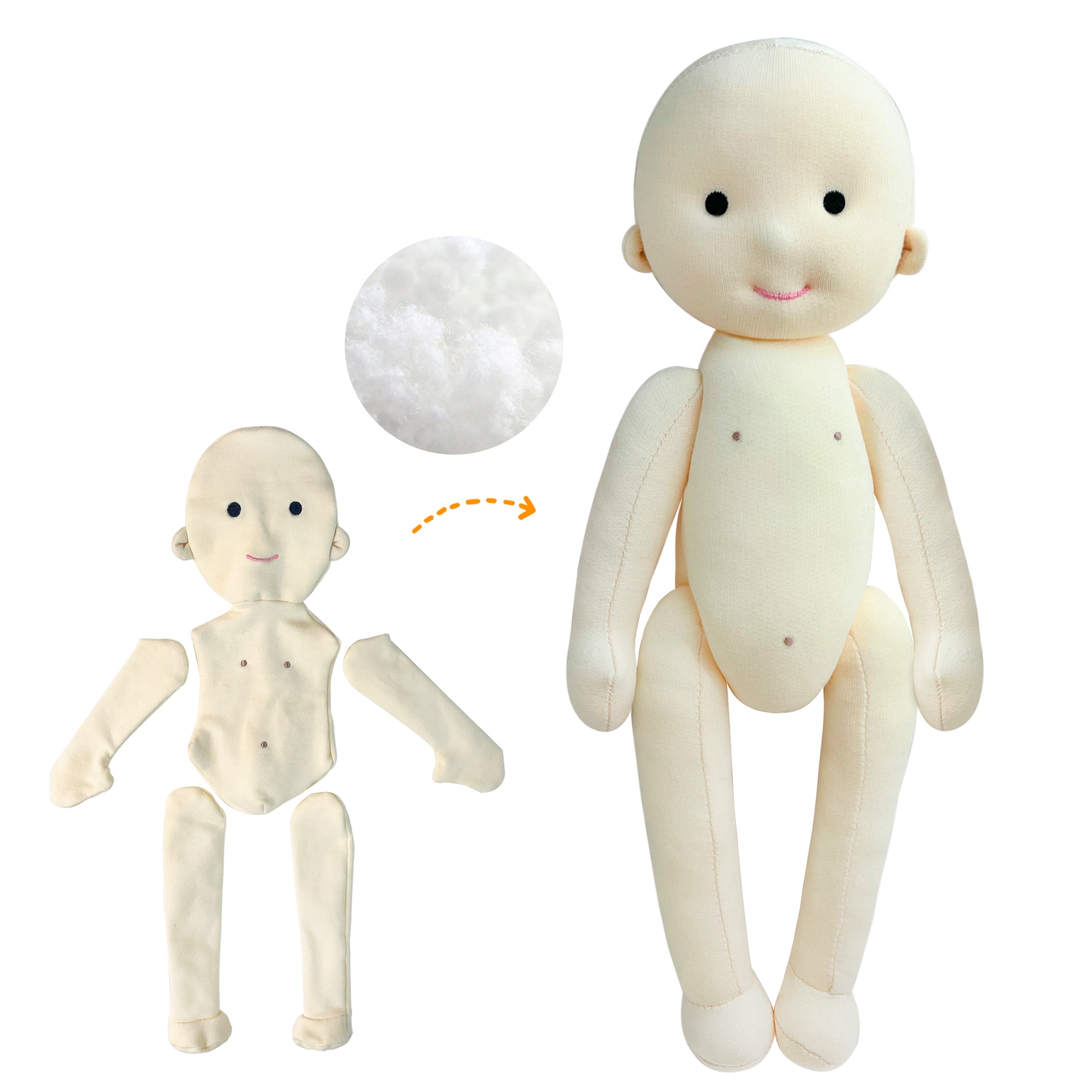 BlissfulPixie DIY Stuffable Doll Kit,Comes with 50g of Filling,A Must ...