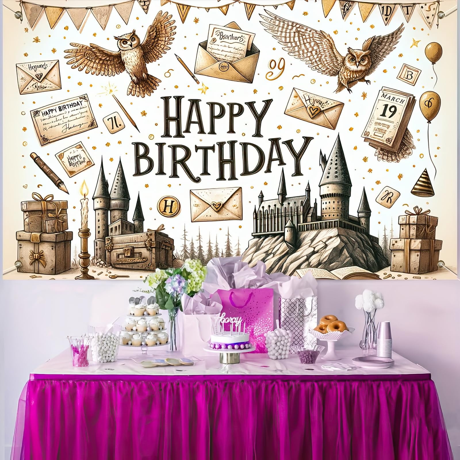 Blissyard 6 x 3.6 ft Wizard Happy Birthday Party Backdrop Magical ...