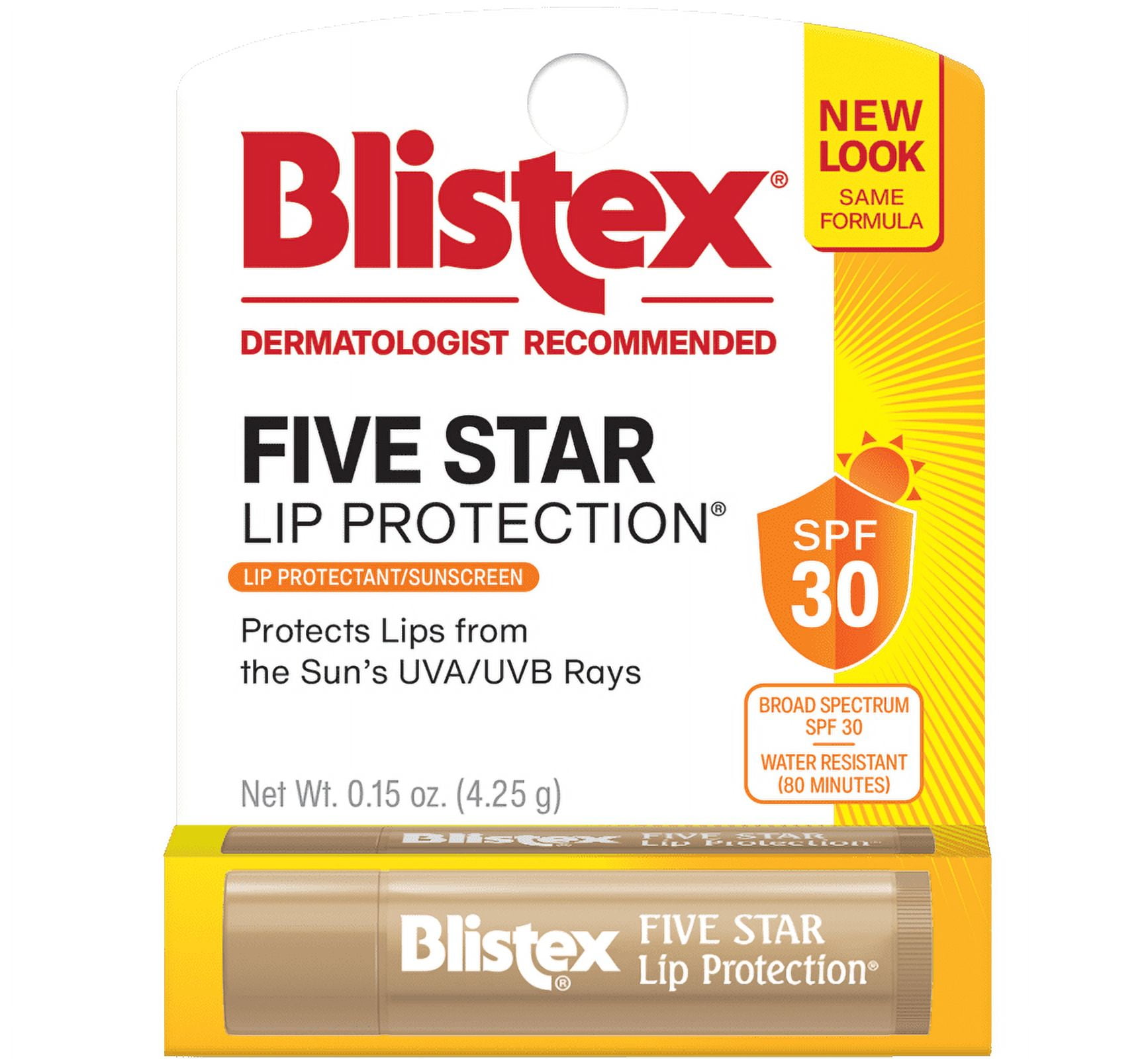 Blistex Five Star Lip Protection SPF 30, 0.15 oz - Original Formula ...