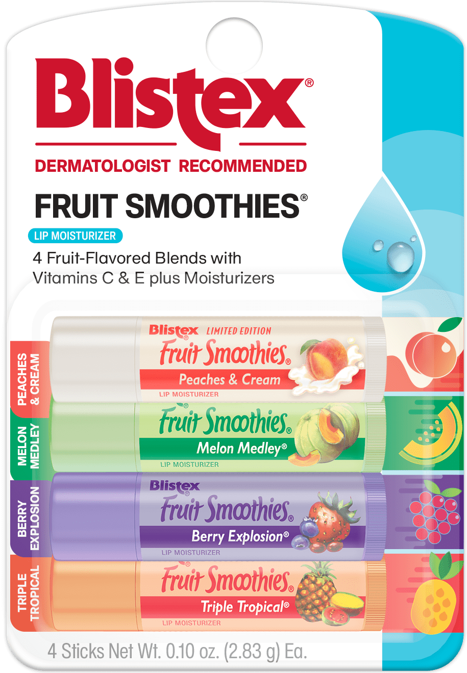 Blistex Fruit Smoothies Flavored Lip Balm 4 Pack: Peaches & Cream ...