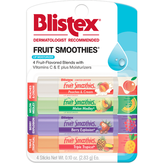 Blistex Fruit Smoothies Flavored Lip Balm 4 Pack: Peaches & Cream ...