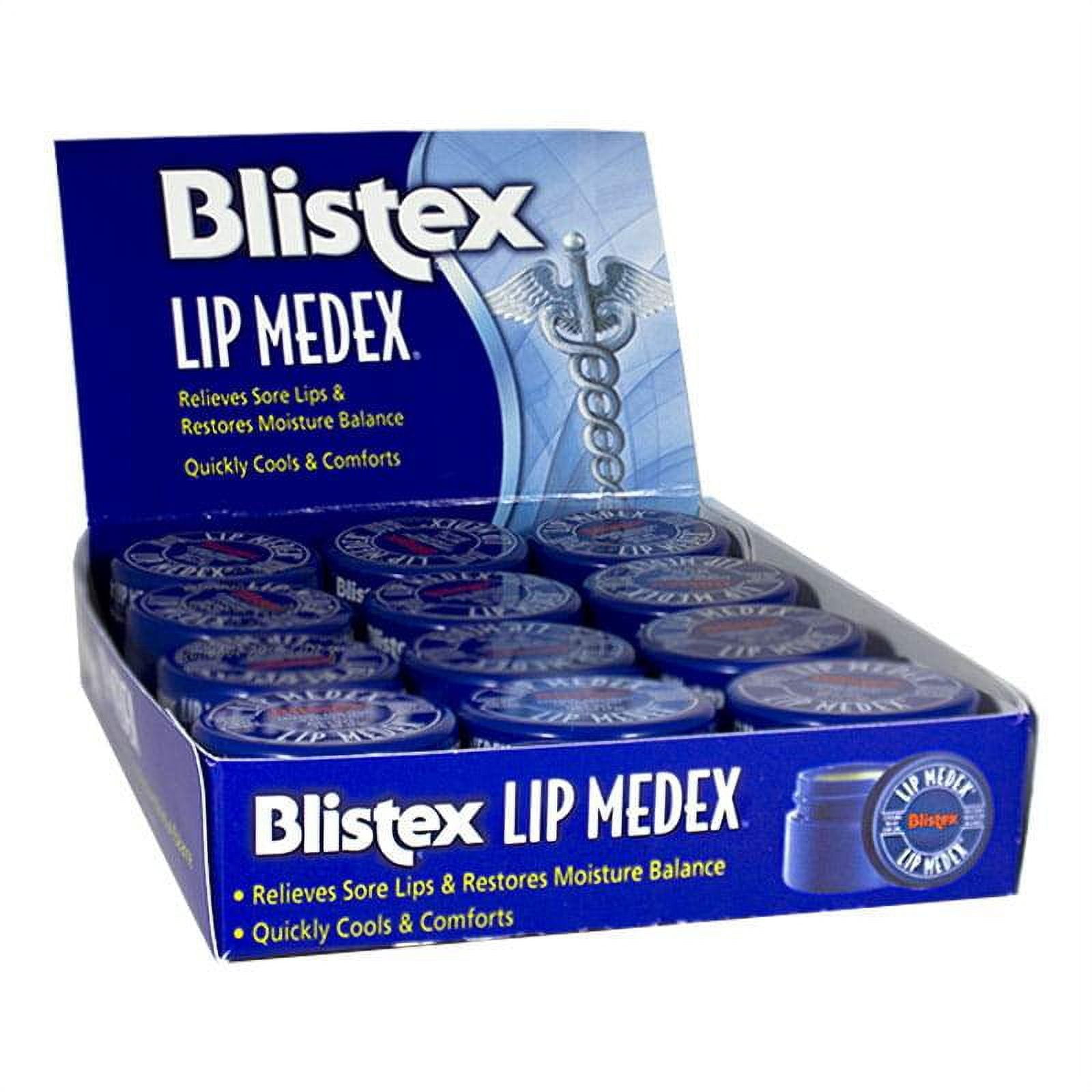 Blistex Lip Medex Mini Jars of 12 0.25 oz with SPF 15 for Dry, Chapped ...