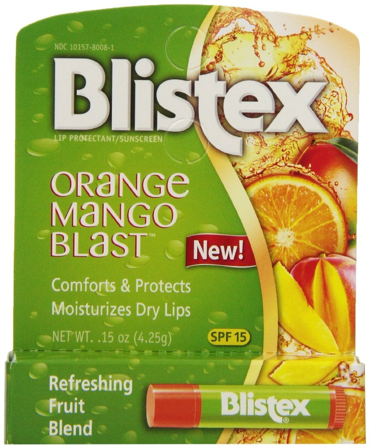 Blistex Lip Balm Stick SPF 15 Orange Mango Blast, Lip Protection, .15 ...