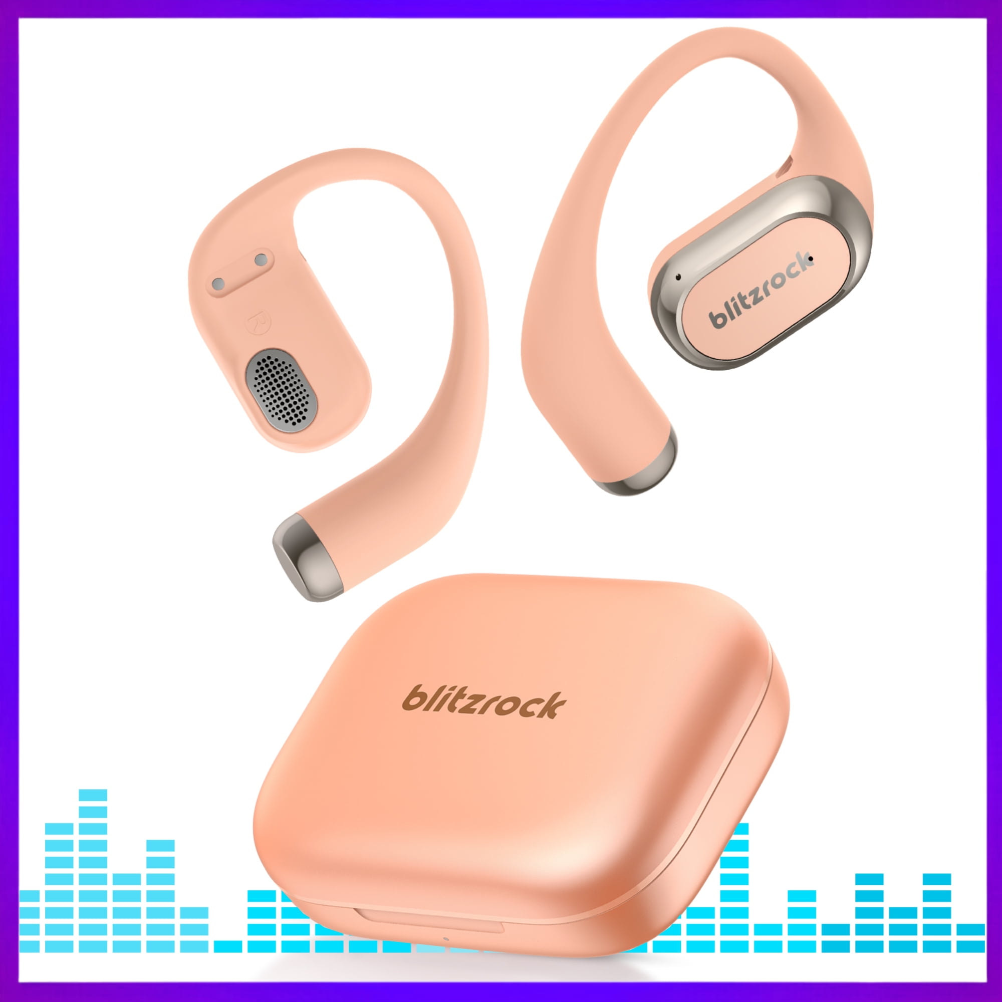 BlitzMax Open Ear Wireless Earbuds for iPhones and Android, HiFi Sound ...