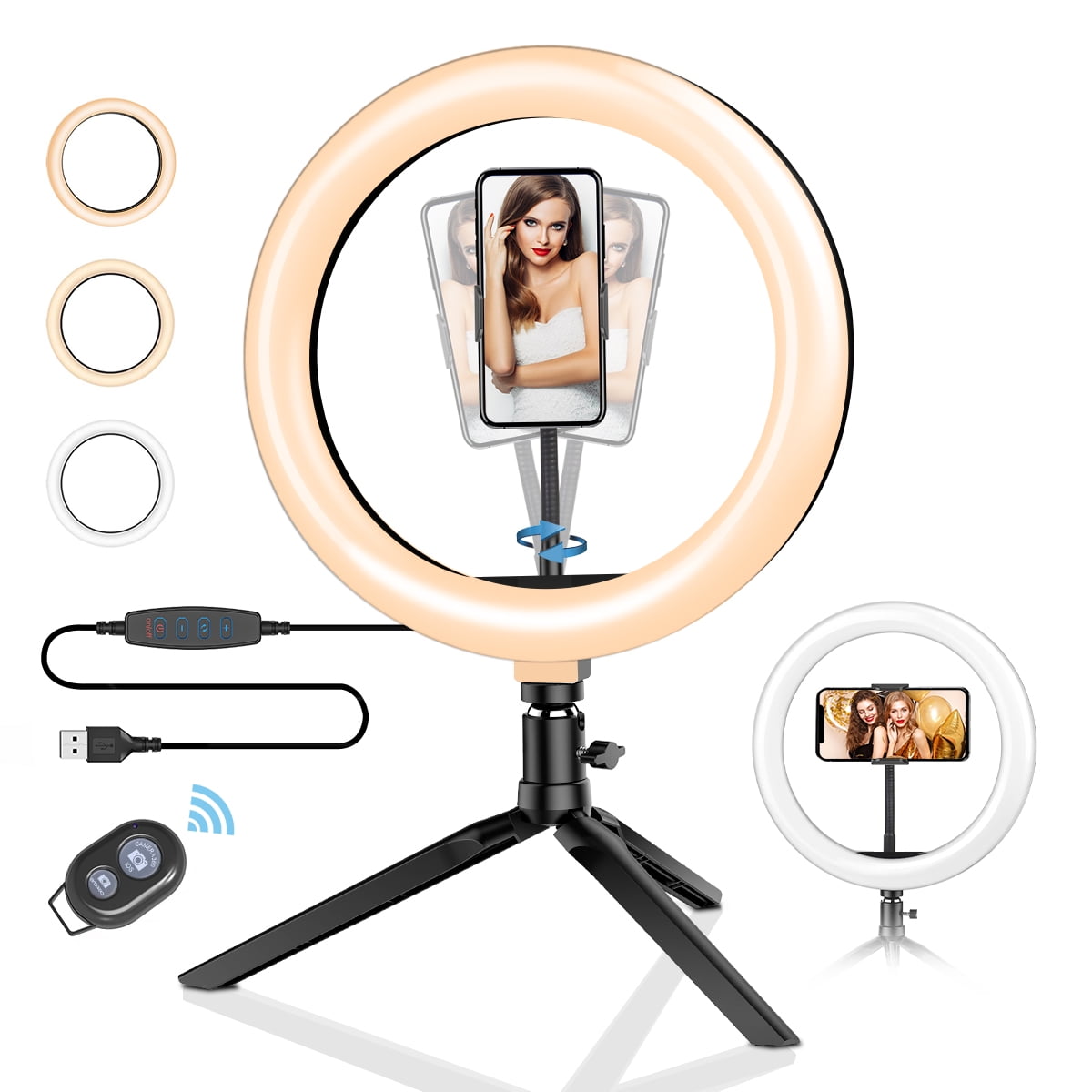 Novashion 10.2" LED Ring Light, Tripod Desk Makeup Stand, Phone Holder ...