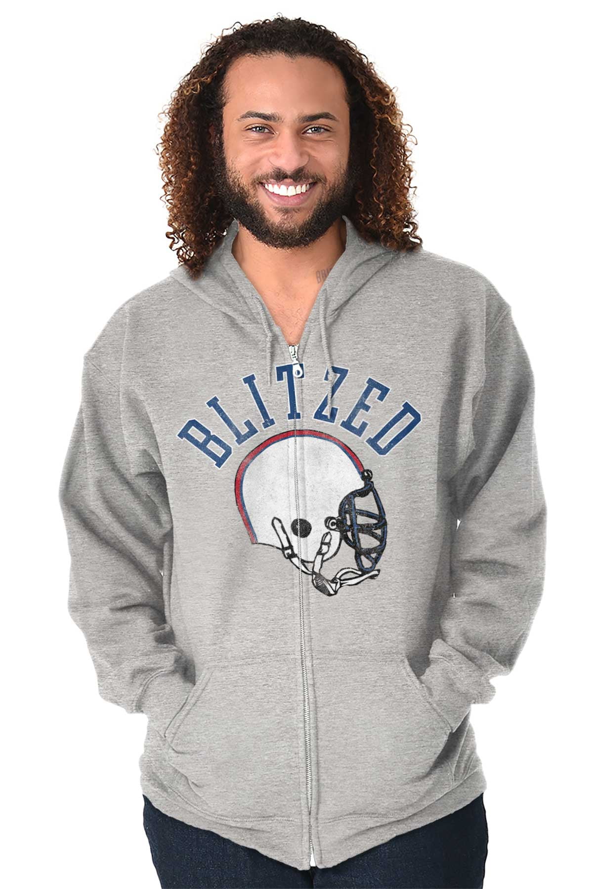 Blitzed Helmet Football Sport Zip Up Hoodie Men's Women's Brisco Brands ...