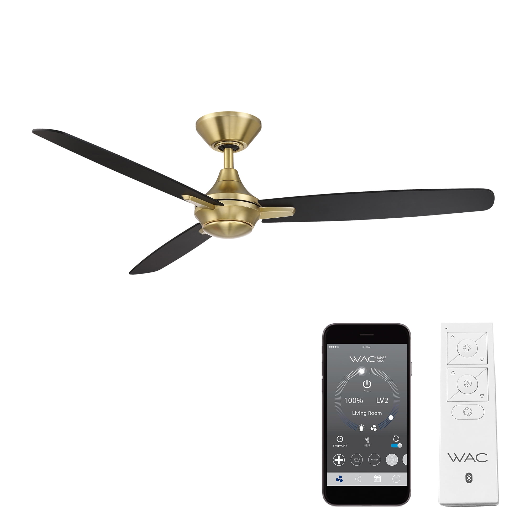 WAC Lighting Blitzen 54'' LED Downrod Mount Smart Ceiling Fan with ...