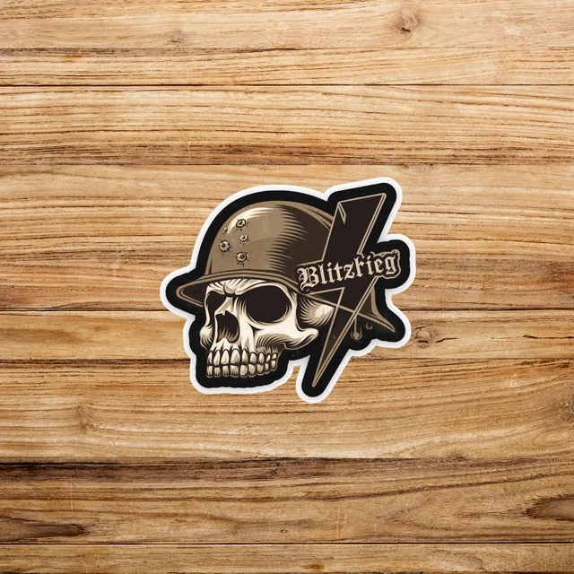 Blitzkrieg Skull Sticker - Wwii German Military Death Head Decalphone ...